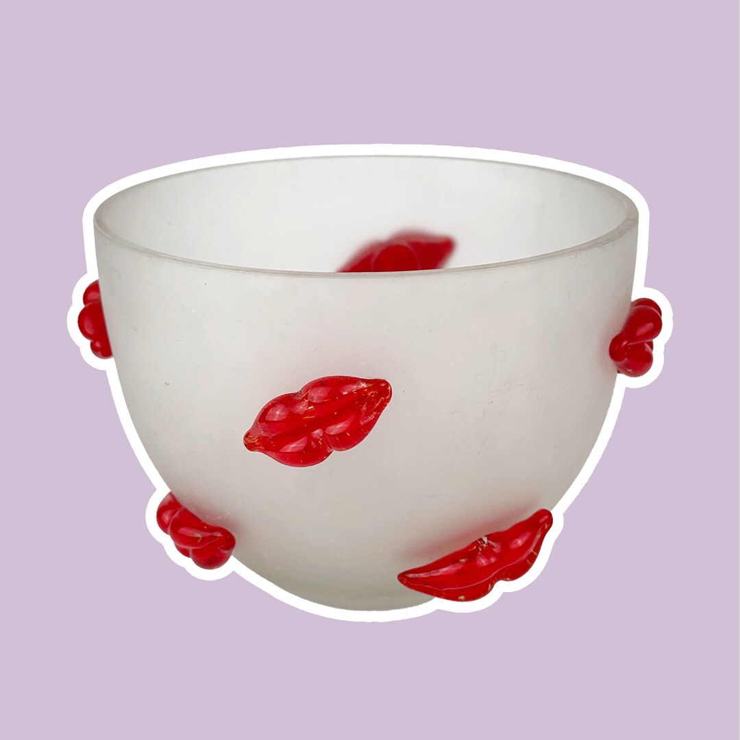 90s Pop Art Vase / Bowl Postmodern Mouth Lips Kiss Kitsch Kawaii ...