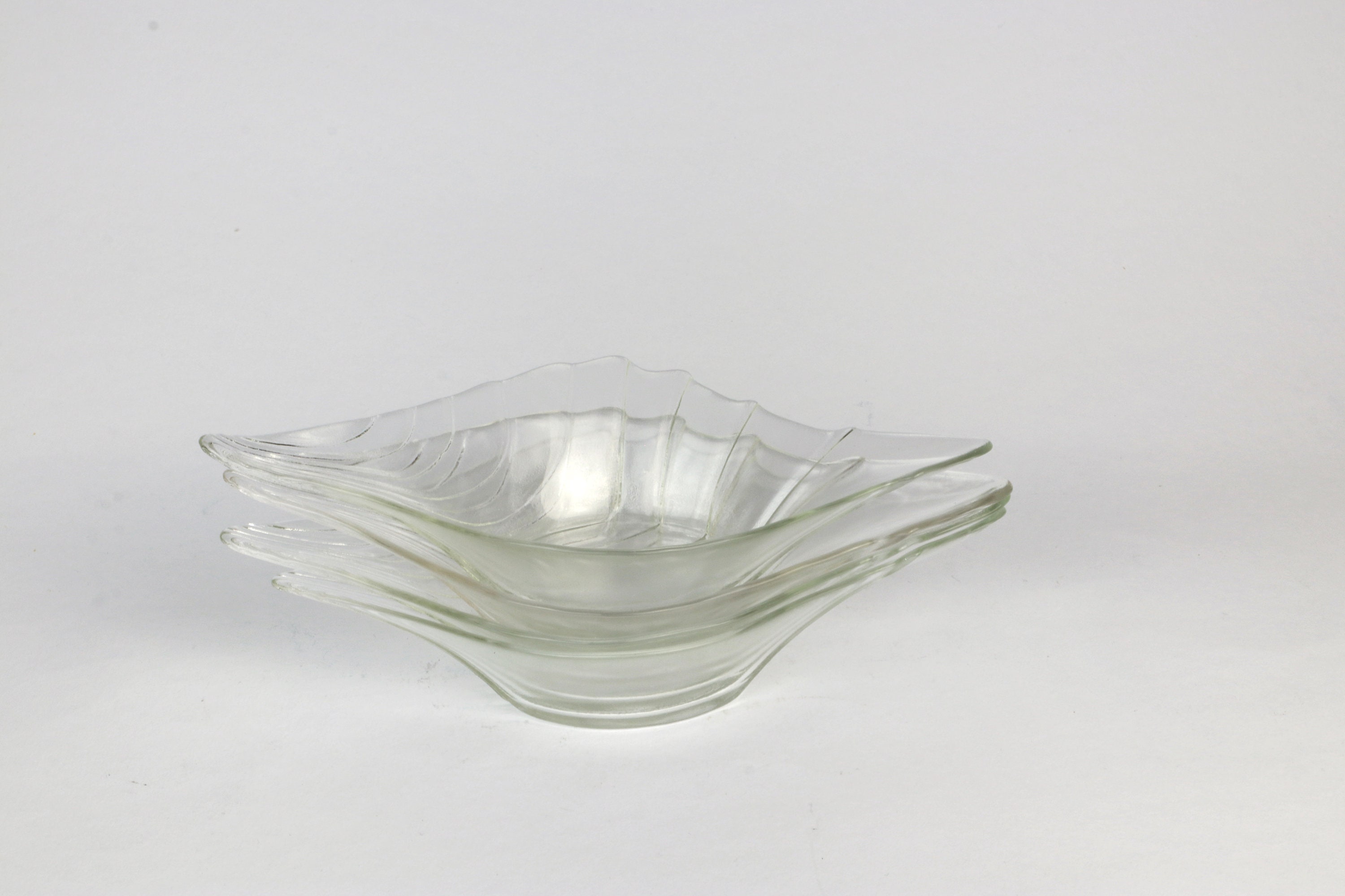 Home & Living 4 Vintage Glass Bowls Geometric Blue Clear 1970s 70s Dots ...