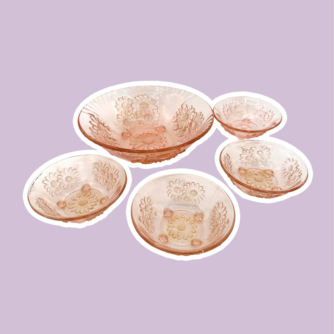 Vintage Set Rosalin Glass Compote Bowls Fruit Dessert Feet Footed Bowl ...