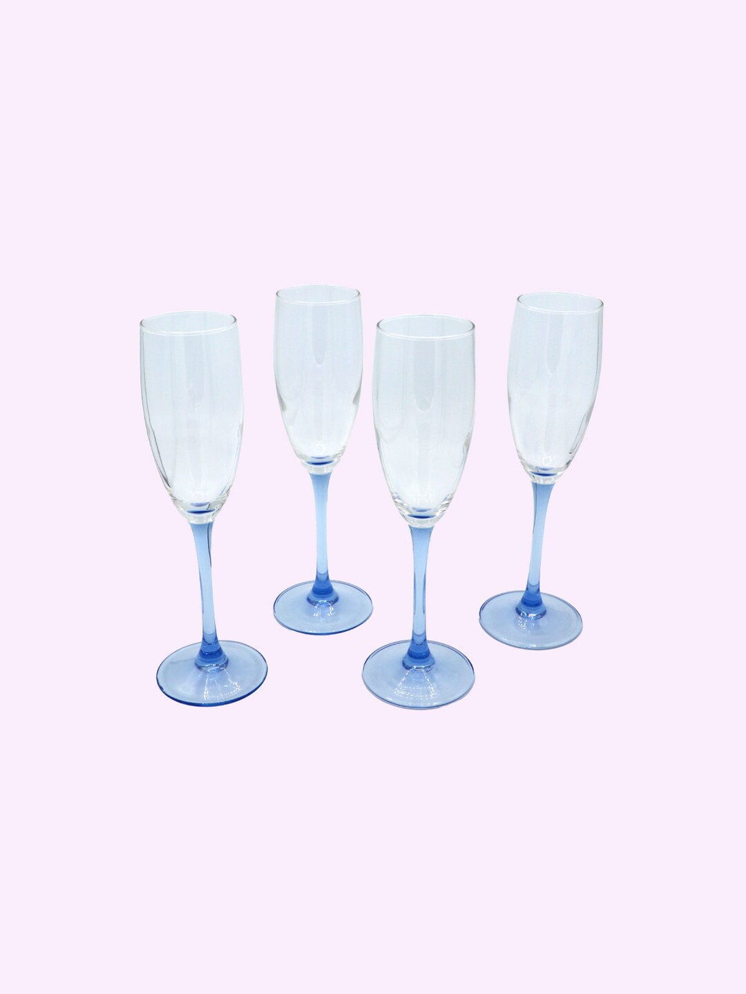 4 Vintage Luminarc Champagne Glasses 80s Blue Azure Light Blue Cup ...