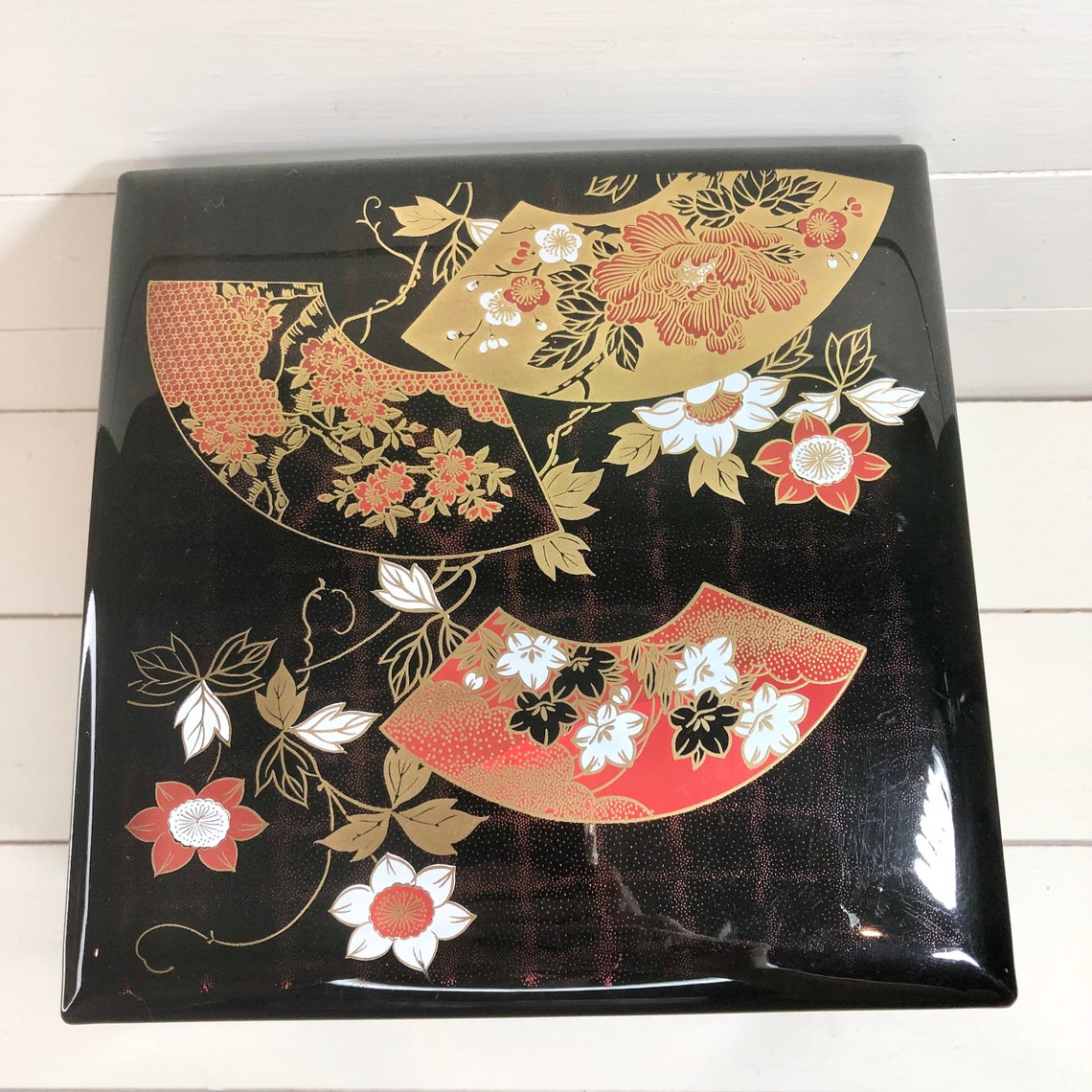 Vintage ASAHI JAPAN Lacquerware Box 3 Tier Trinket Jewelry | Etsy