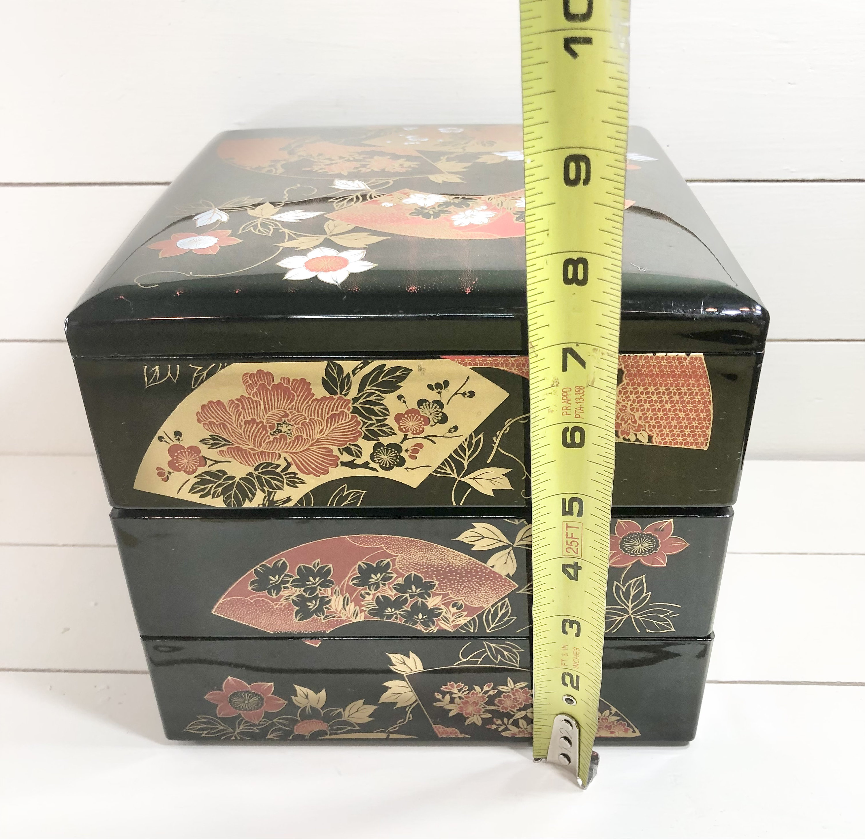 Vintage ASAHI JAPAN Lacquerware Box 3 Tier Trinket Jewelry | Etsy