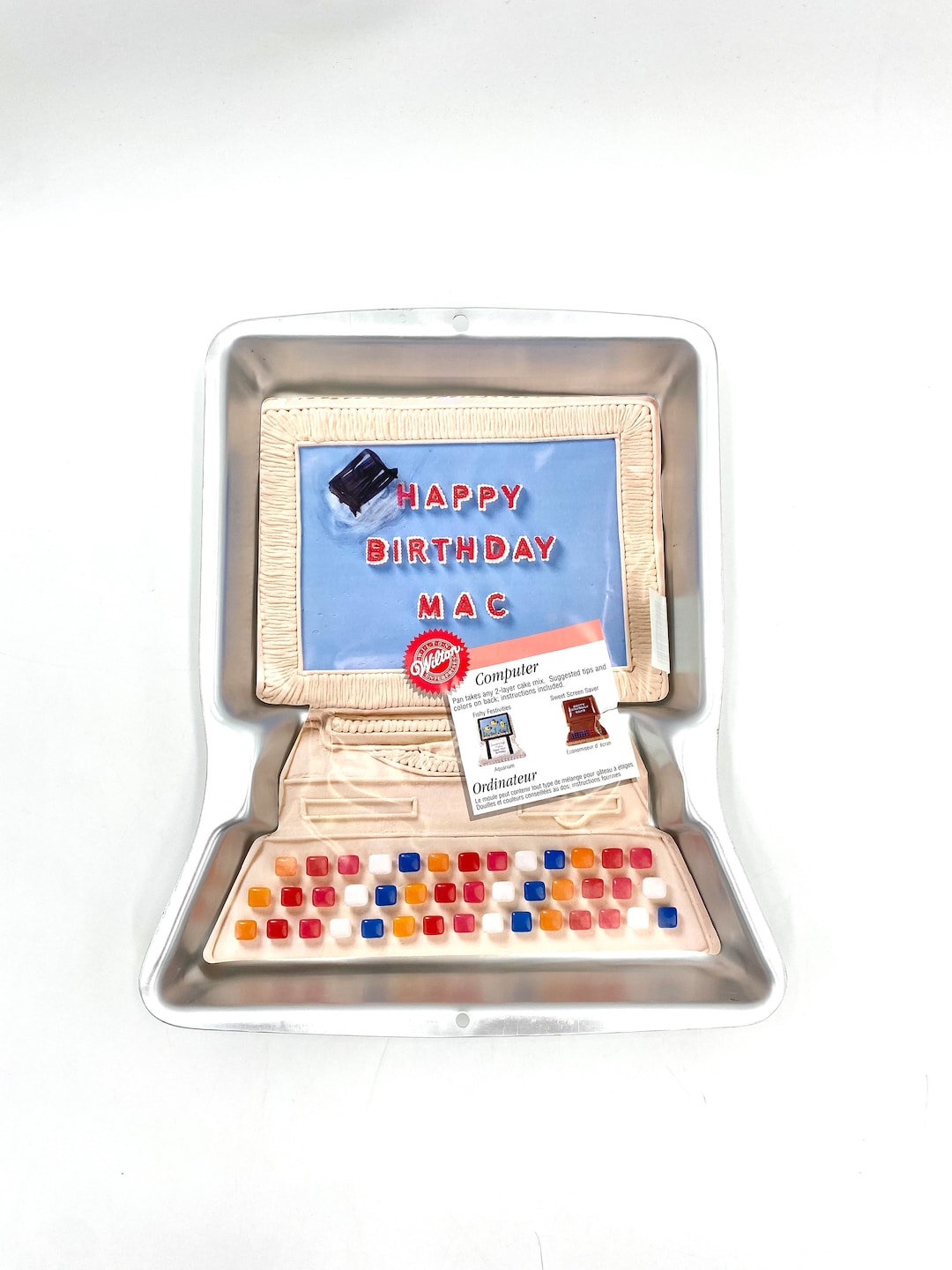 Wilton Cake Pan Happy Birthday Mac Computer Vintage 1997 2105-1519 Mold ...