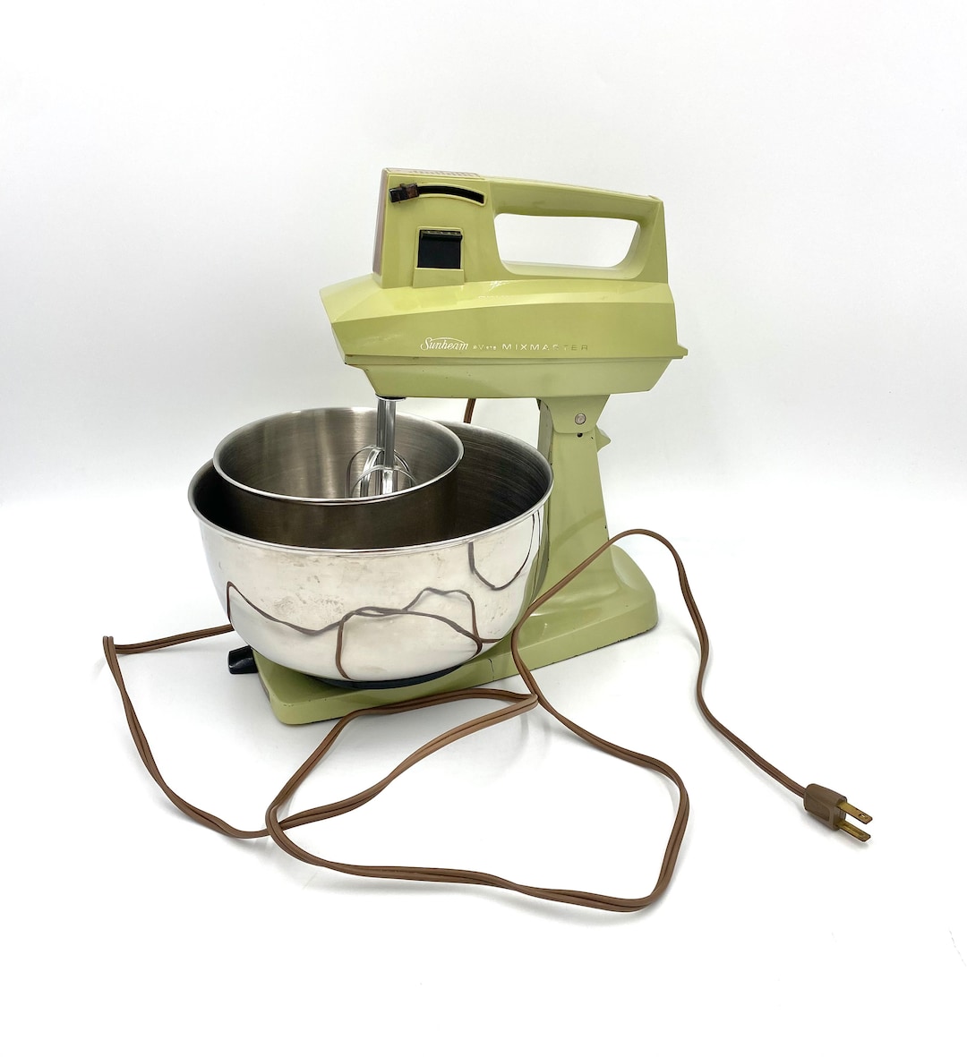 Avocado Green Sunbeam Vista Mixmaster Stand Mixer, Beaters, Bowls Works ...