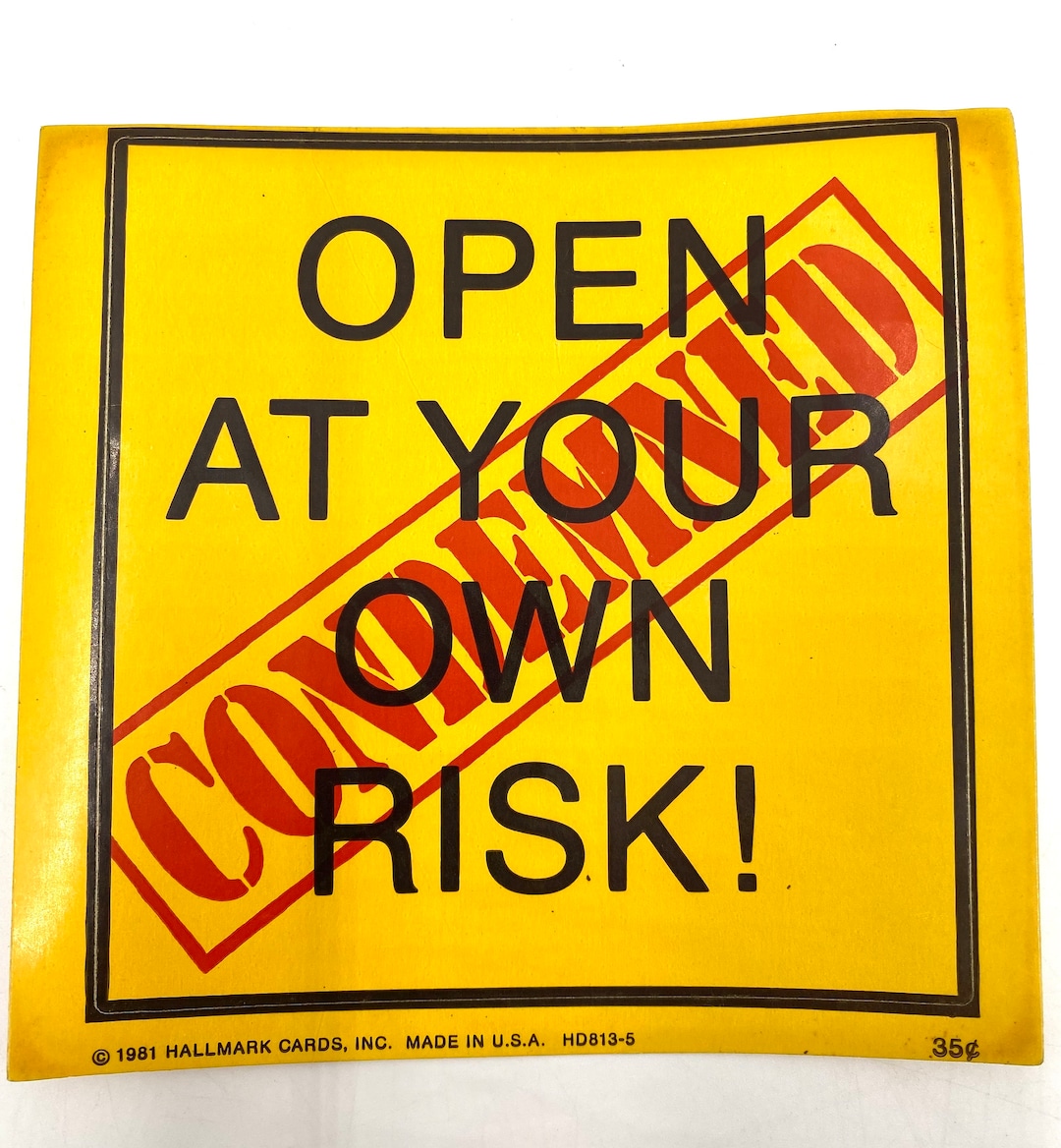 1 Vintage 80s Stickers Open at Your Own Risk Condemned. - Etsy