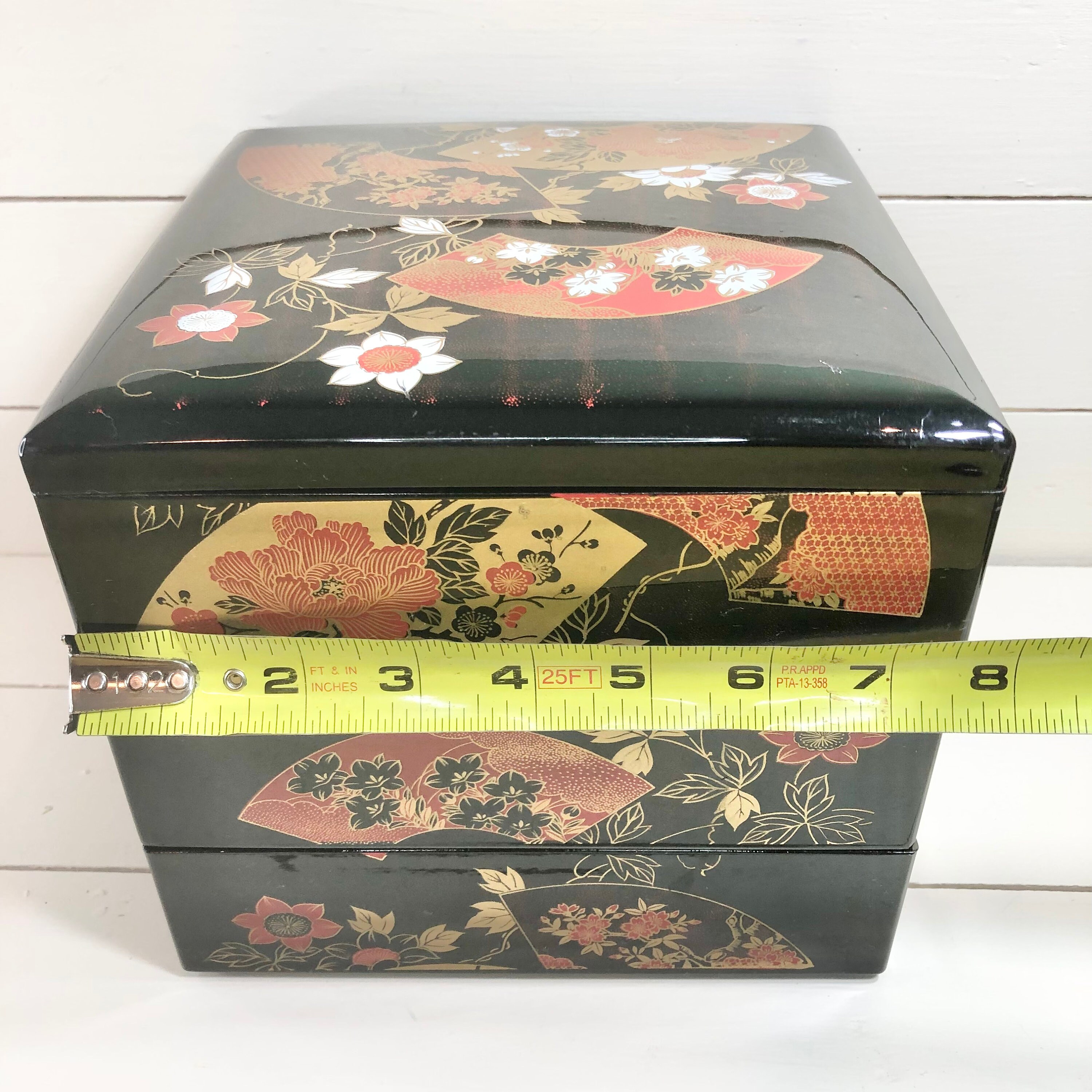 Vintage ASAHI JAPAN Lacquerware Box 3 Tier Trinket Jewelry | Etsy