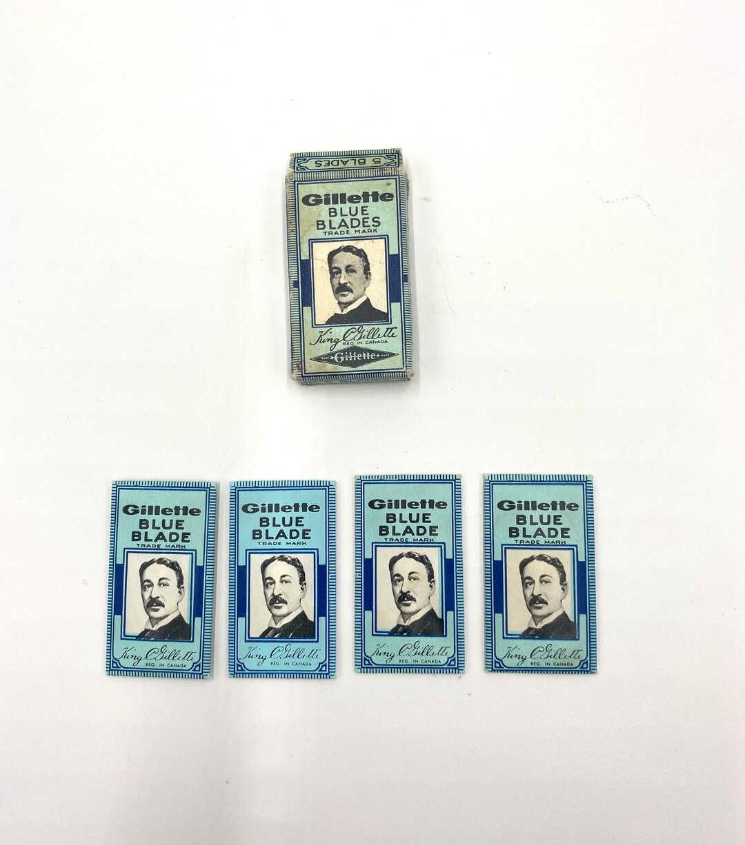 Vintage Gillette Blue Blades Razor Shaving Advertising London England ...