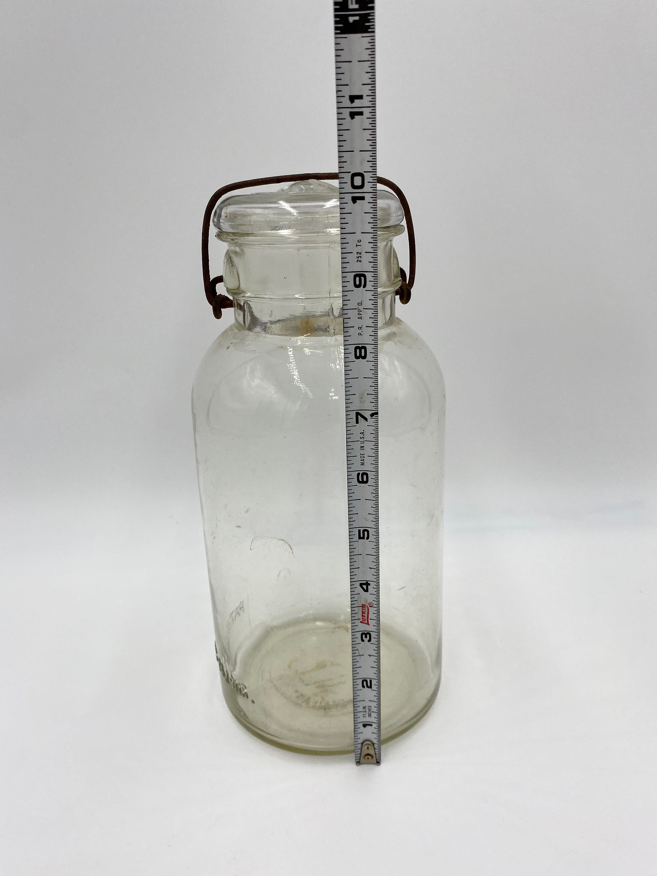 Vintage LIQUID Canning Jar Quart Size With Glass Lid and Wire Bail ...