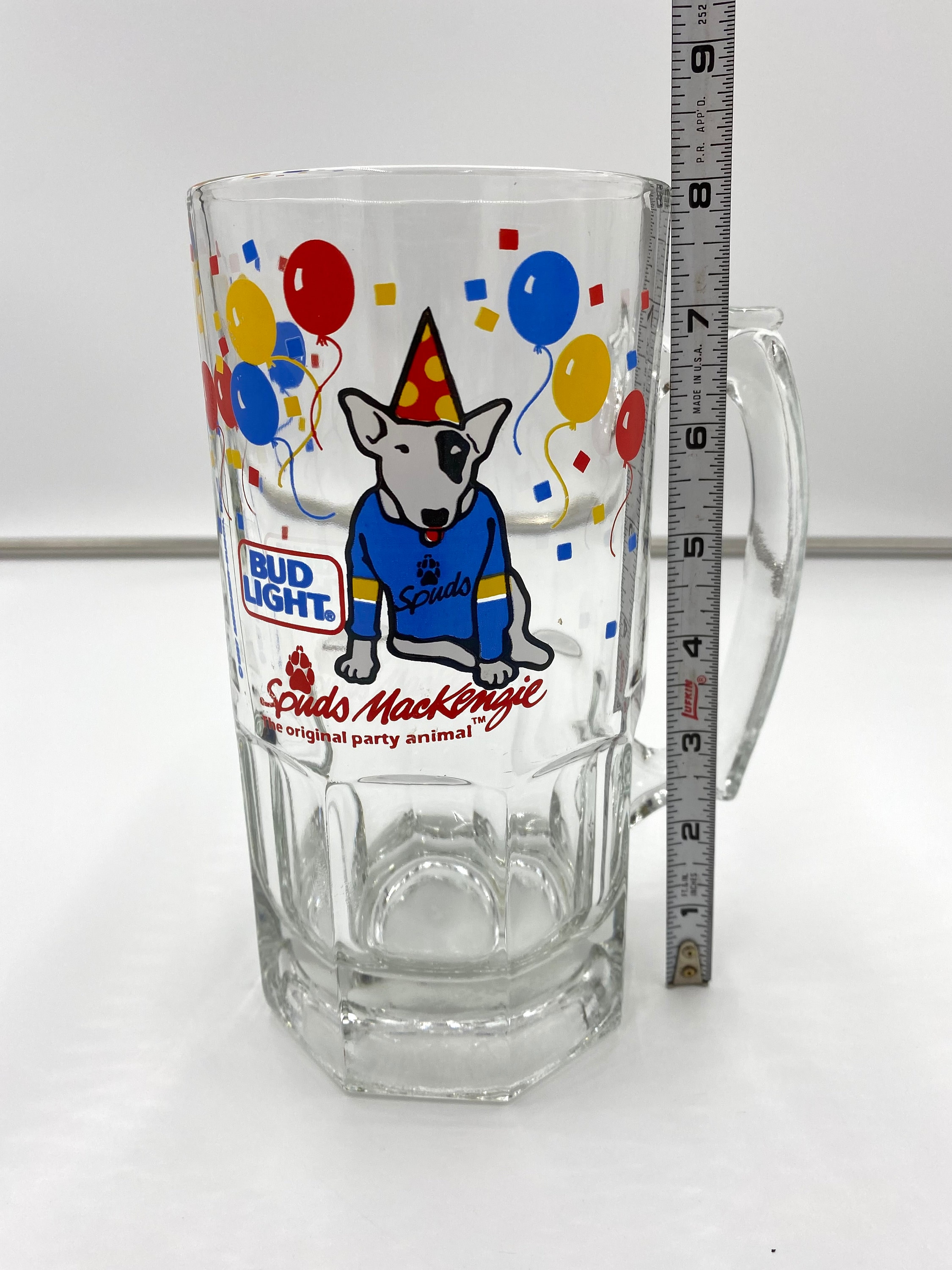 Vintage 1987 Spuds Mackenzie Bud Light Glass Beer Super Mug | Etsy