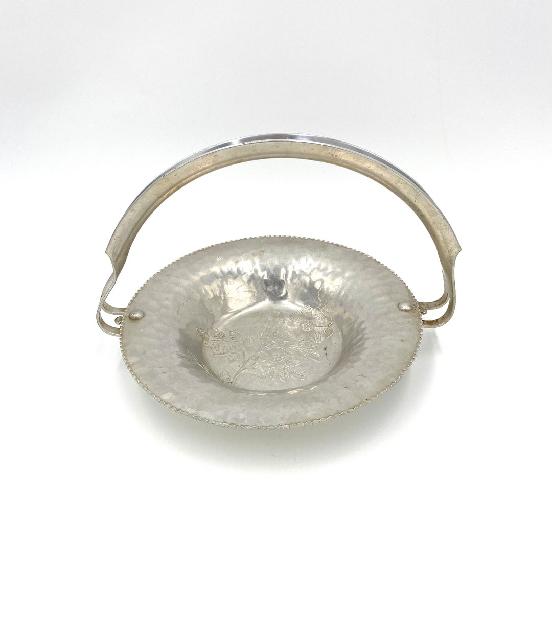 Basket Silver Basket Vintage Wild Rose Continental Silver Metal 8 Inch ...