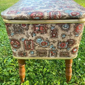 Vintage Burlington Early American Sewing Storage Box Foot Stool - Etsy