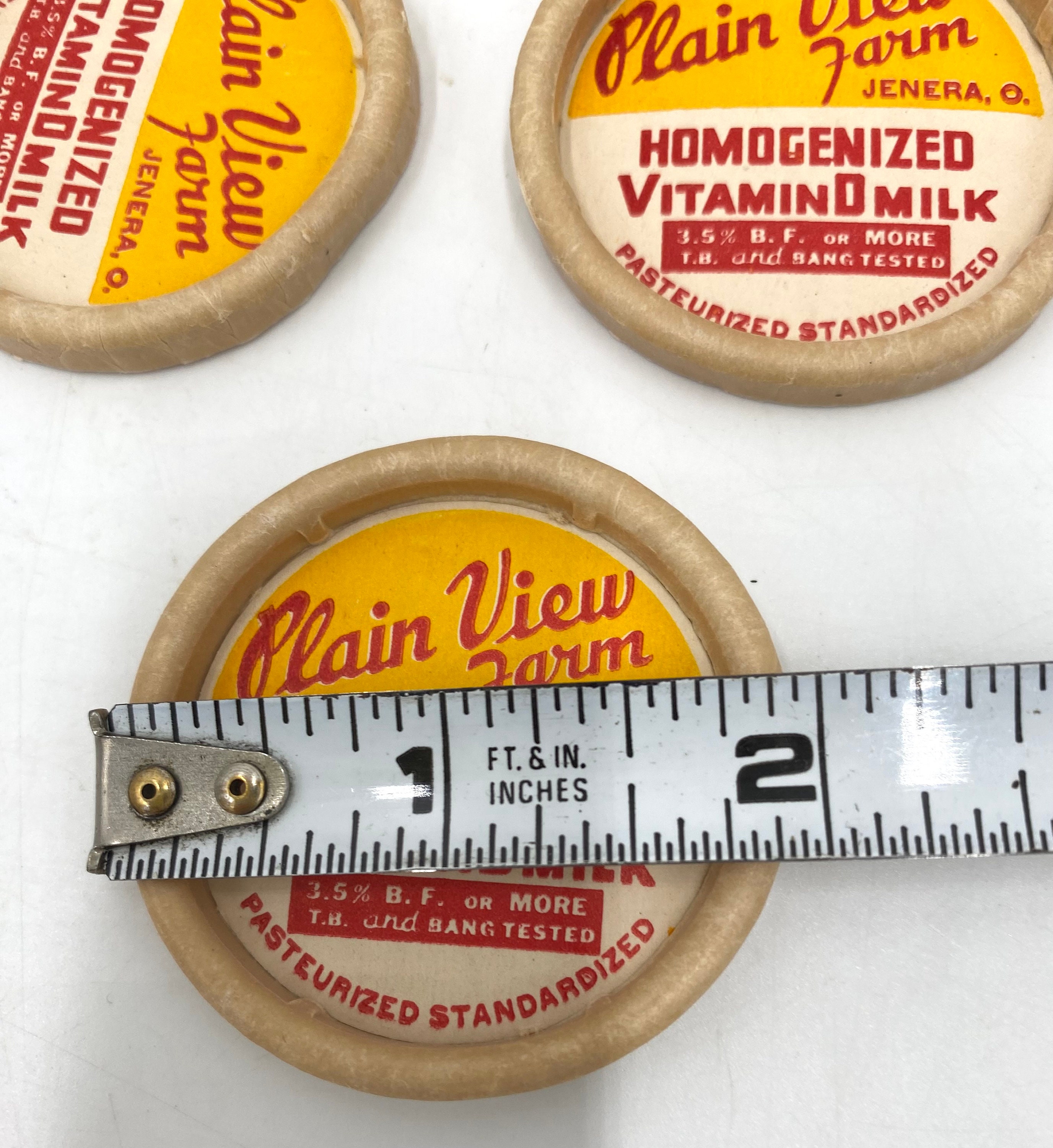 Vintage Milk Bottle Caps Plain View Farm Jenera Ohio Glass Bottles Milk ...