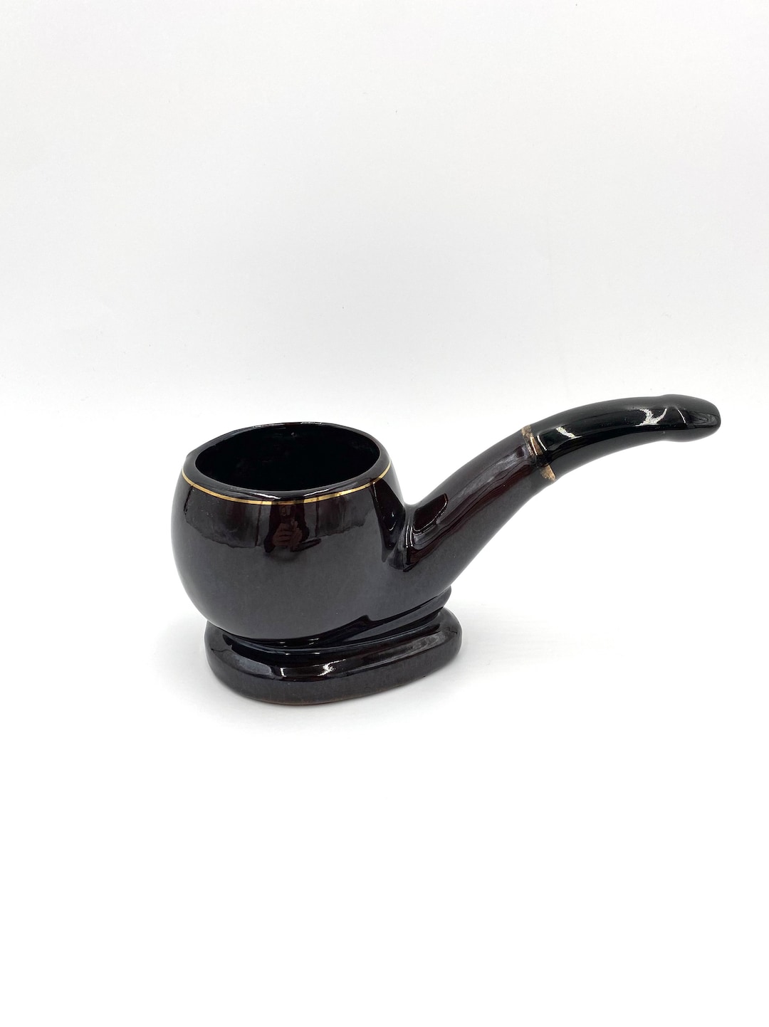 Pipe Planter Large Vintage Tobacco Pipe Shaped Ceramic Planter Brown ...