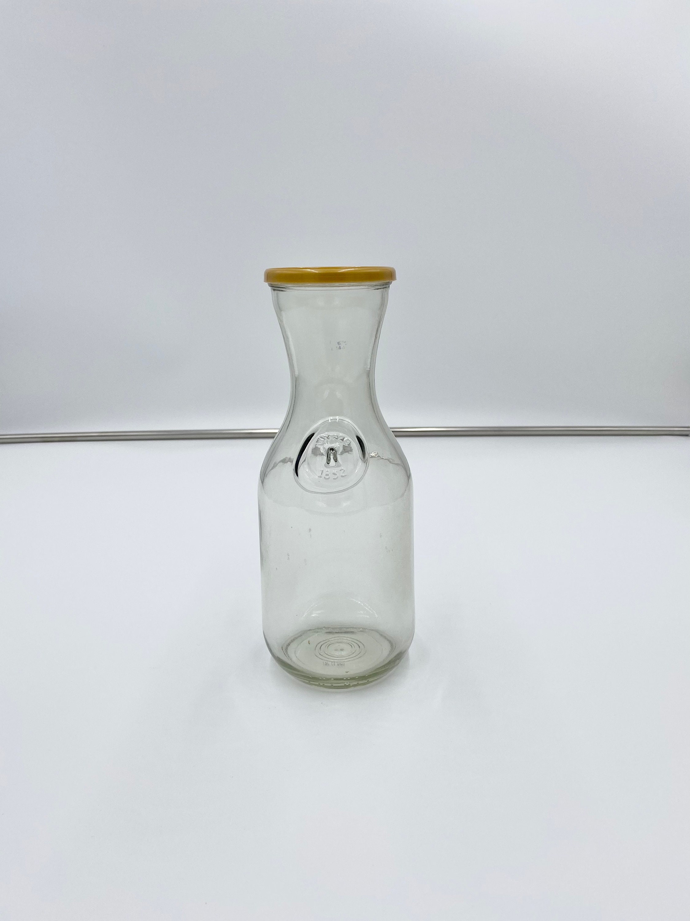 Vintage Milk Jar Glass Carafe With Unique Indented Bottom. | Etsy