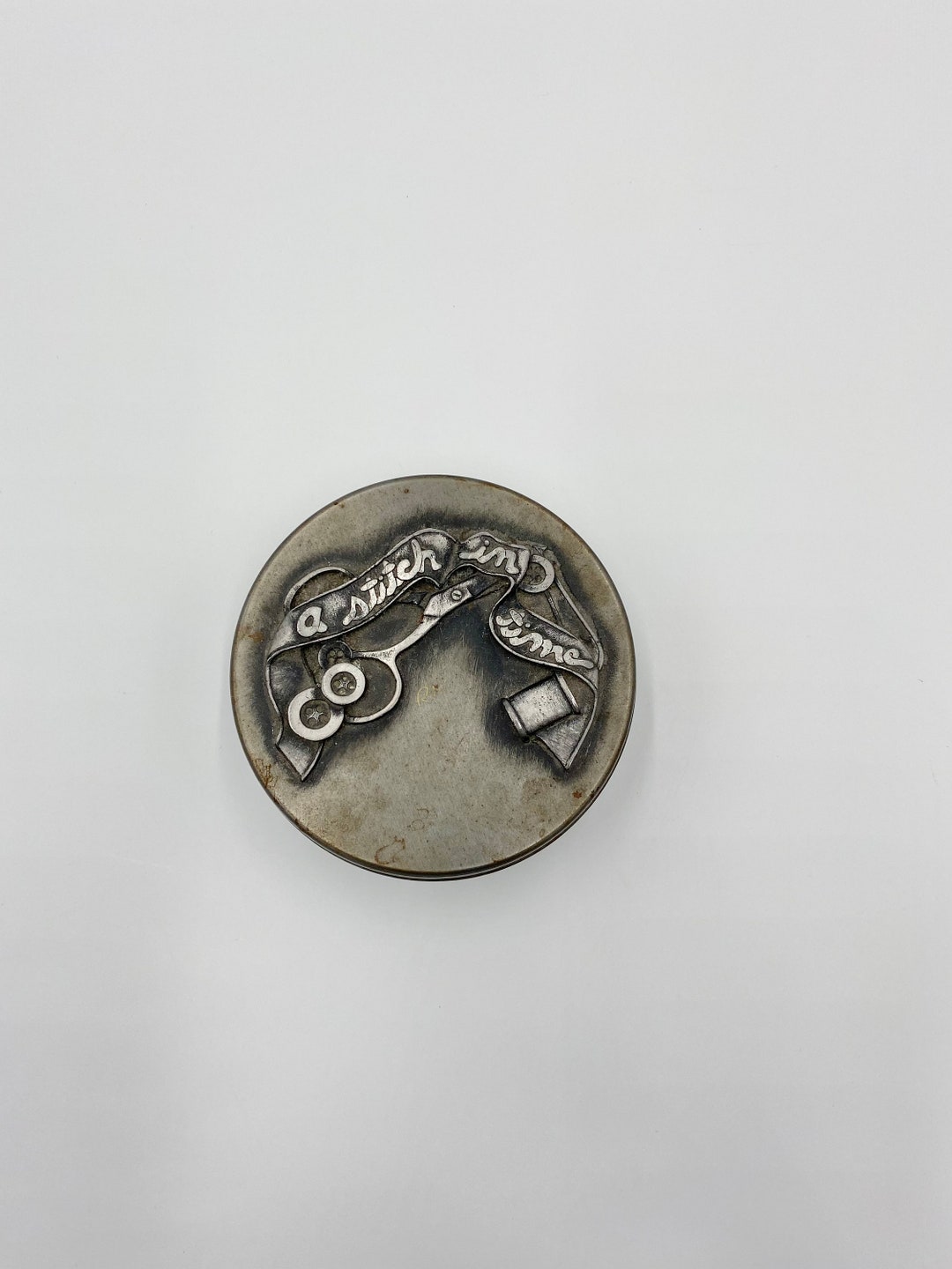 Tin Sewing Tin Storage Collectible Tins A Stitch in Time Lid Scissors ...