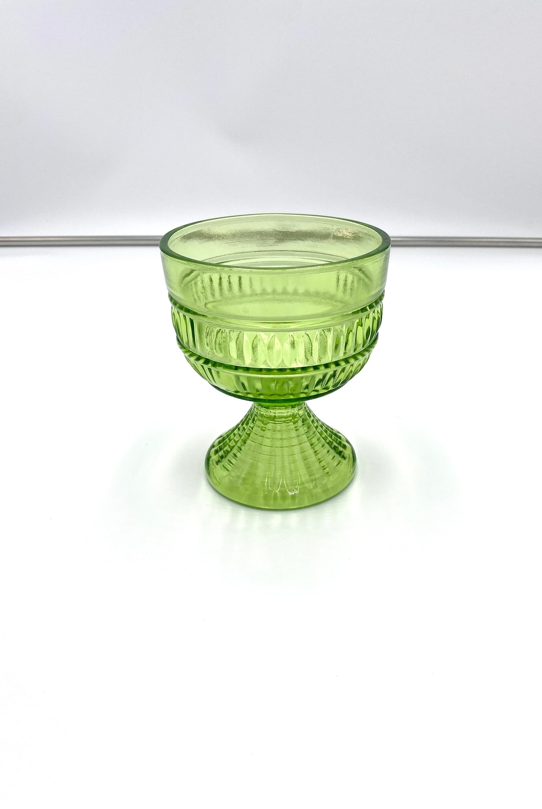 Vintage Green Glass Compote Pedestal Fruit Bowl. - Etsy