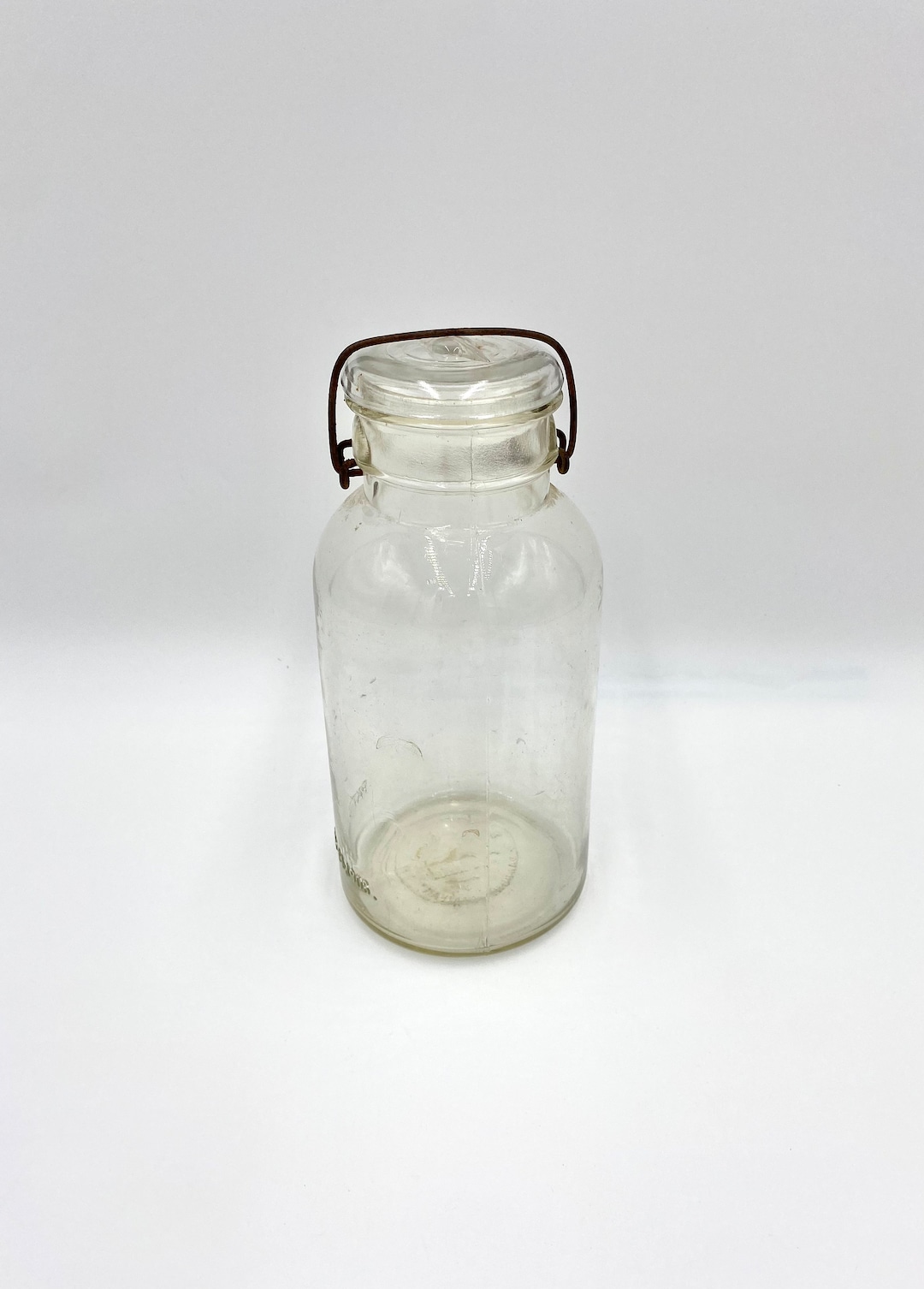 Vintage LIQUID Canning Jar Quart Size With Glass Lid and Wire Bail ...