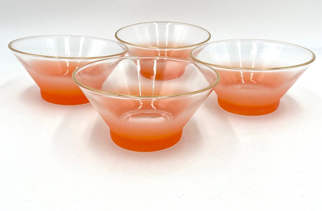 Vintage Blendo Bowl Set in Tangerine; 4 Bowl Set; Colorful Ombre ...