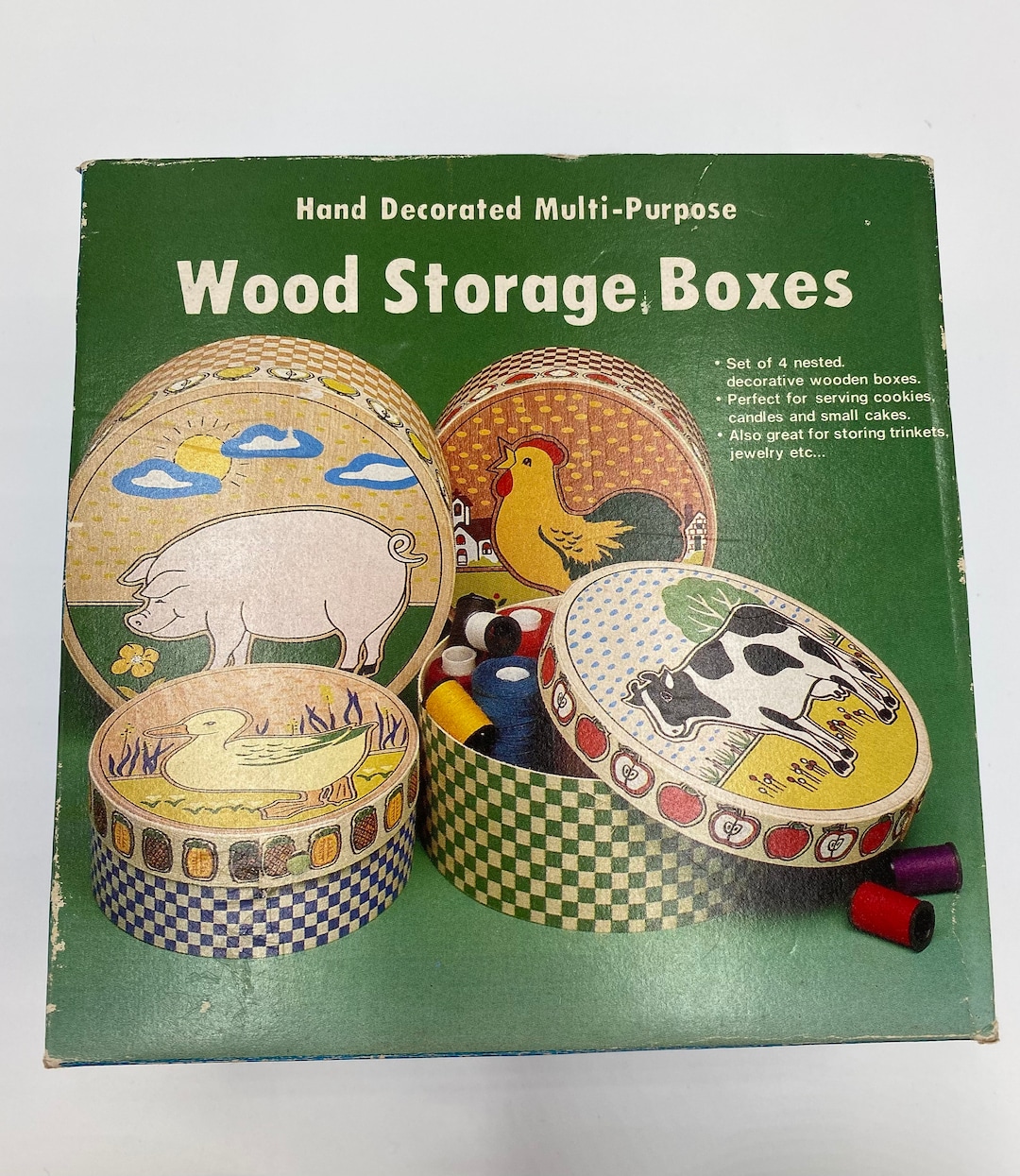 Vintage Wooden Storage Boxes Farm Animals Nesting Storage Boxes Taiwan ...