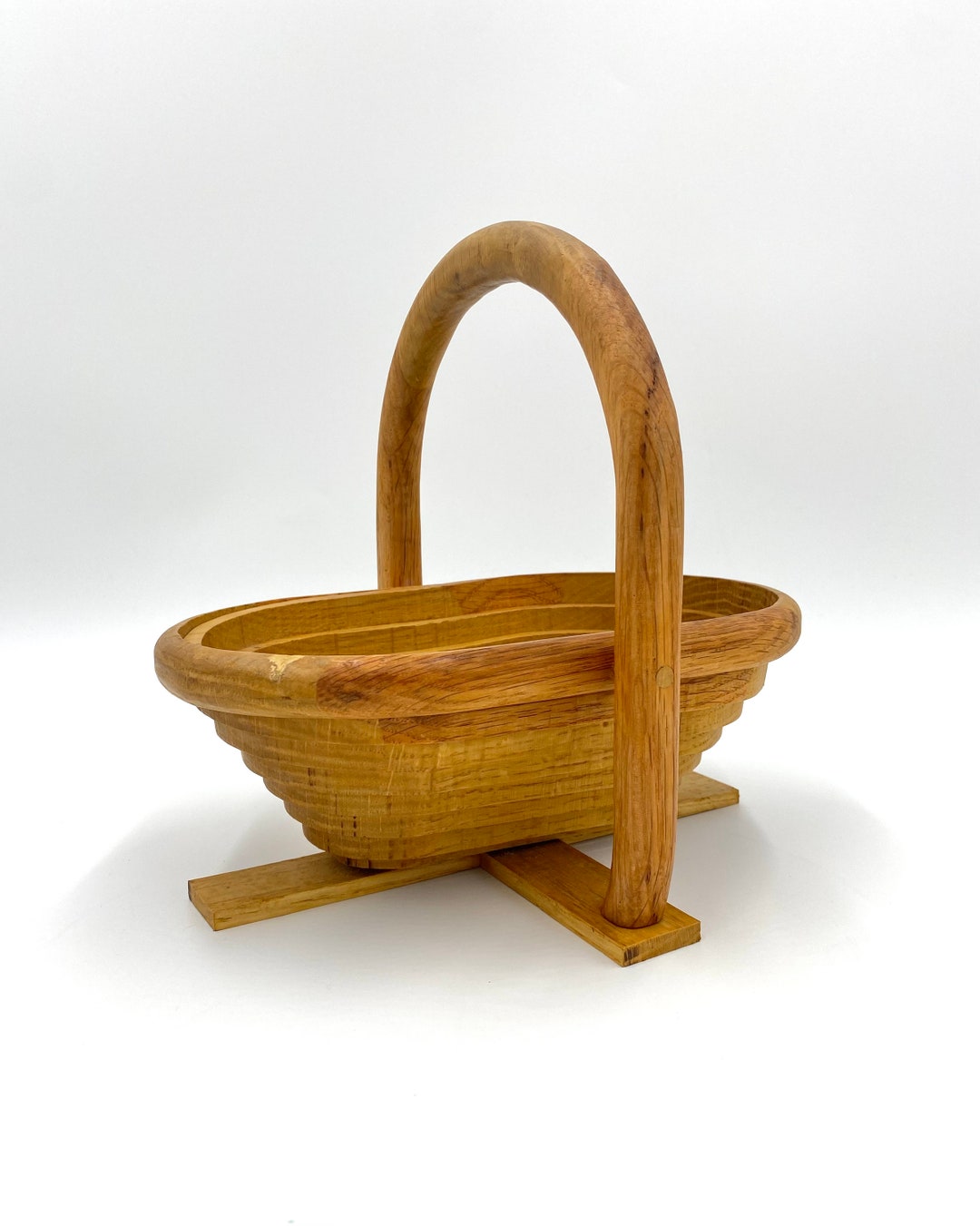 Basket Hand Basket Hand Crafted Wooden Collapsible Spiral Basket - Etsy