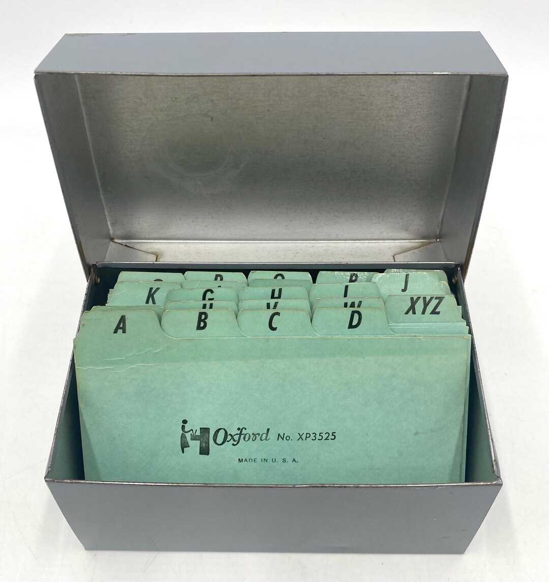 Recipe Box Vintage Tin Metal Hinged Recipe/index Card Filing Box With ...