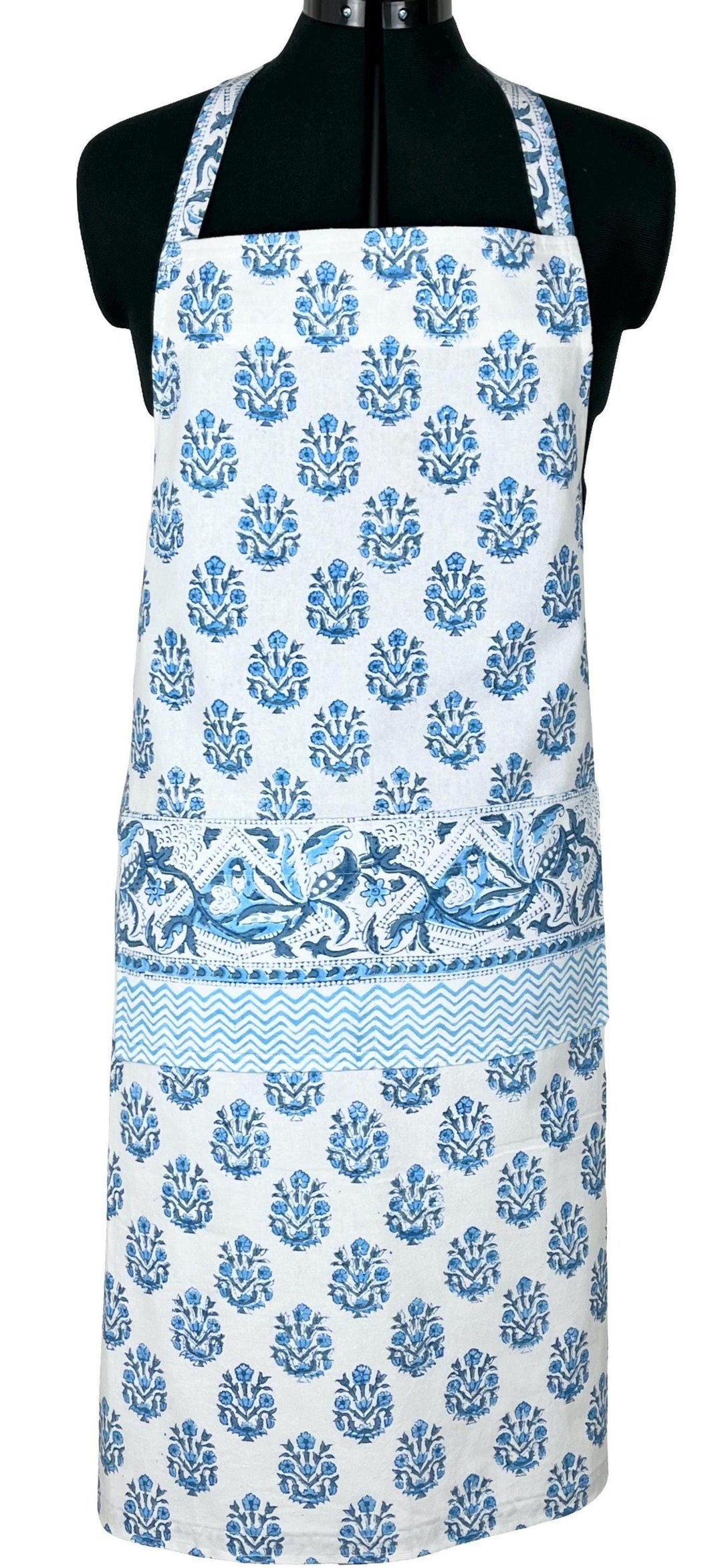 Indian Block Print Adults Apron, 100% Indian Cotton Fabric, Made in the ...