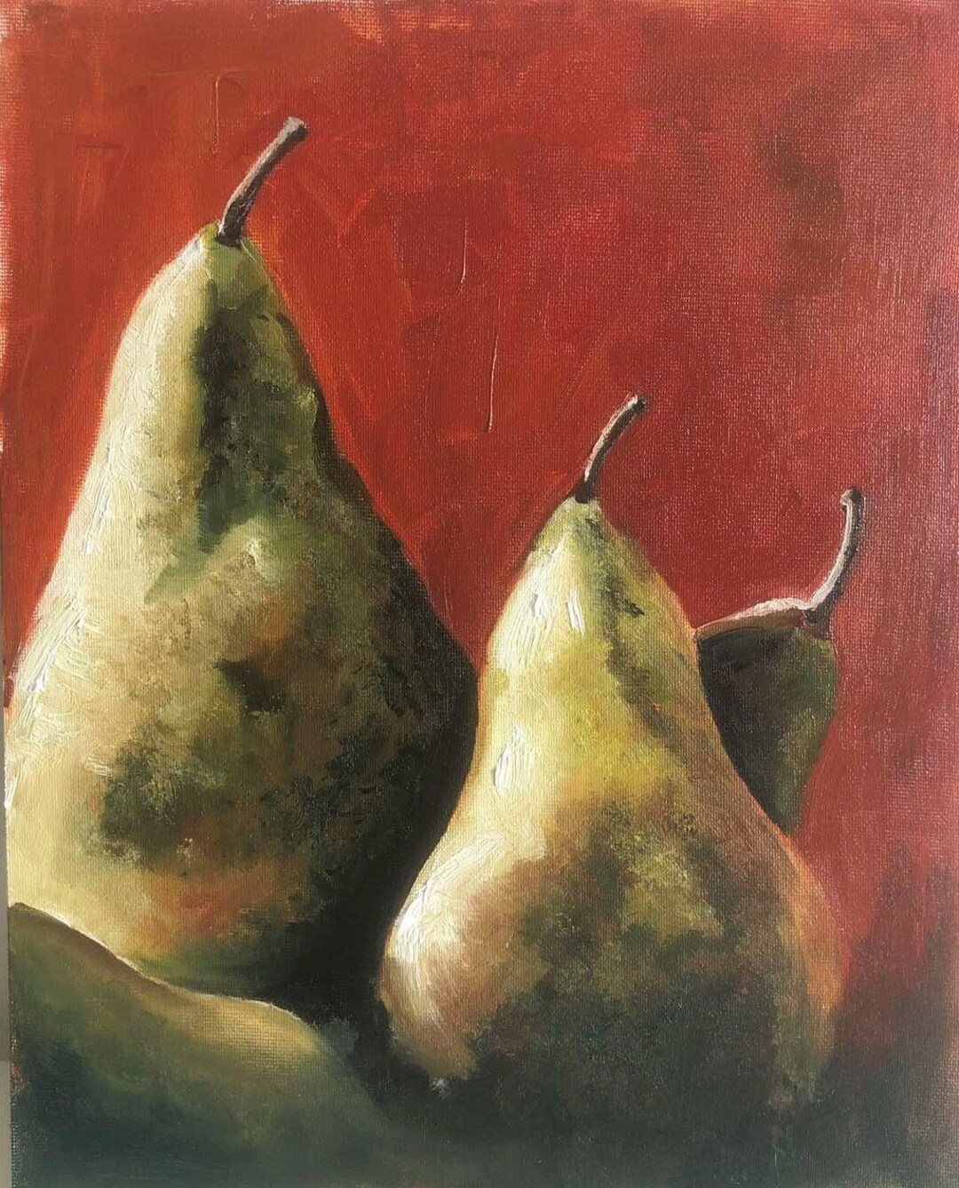 Pears Still Life Oil Painting on Canvas Board 24x30 Cm Home Wall Art ...