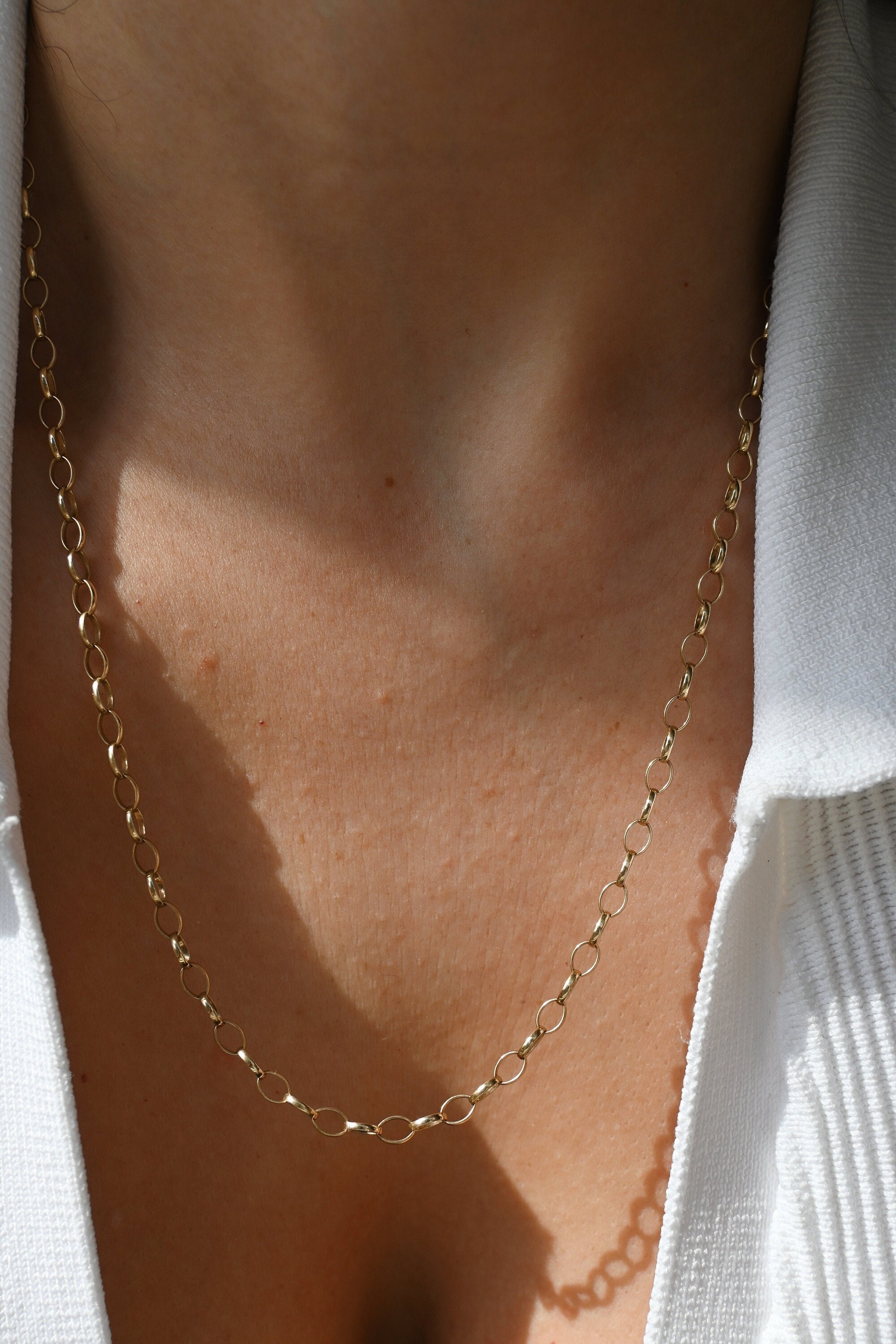 Oval Rolo Chain 9K Vintage Solid Gold 21 22 - Etsy