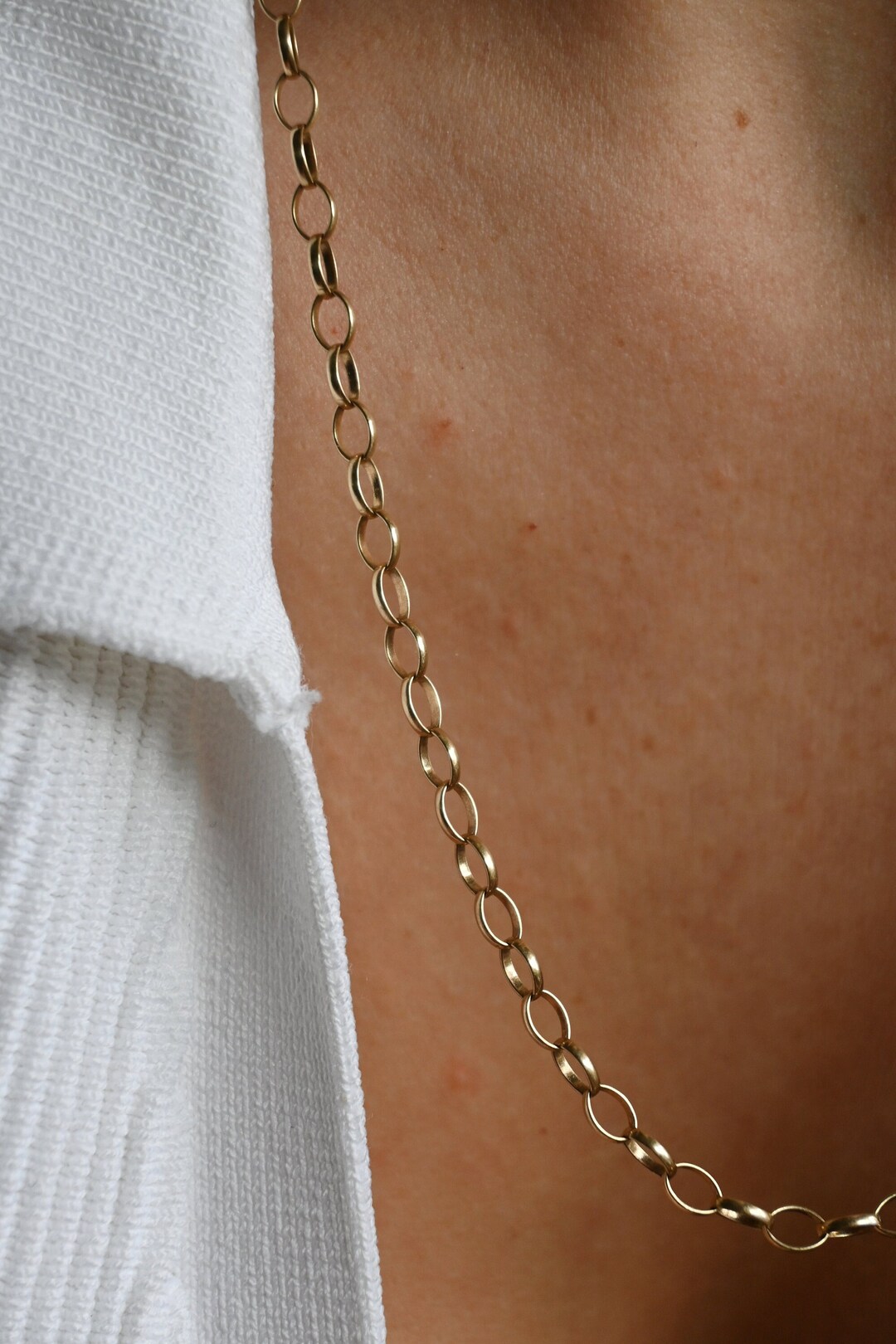 Oval Rolo Chain 9K Vintage Solid Gold 21 22 - Etsy