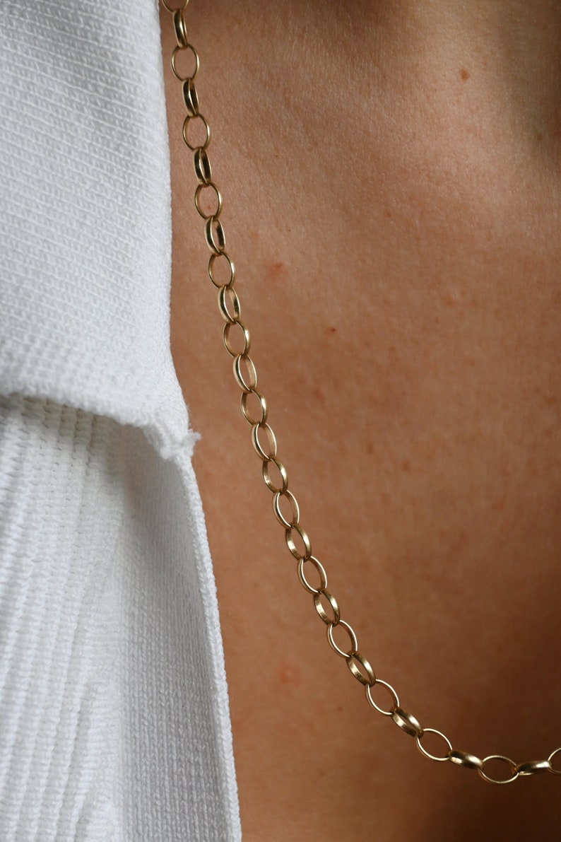 Oval Rolo Chain 9K Vintage Solid Gold 21 22 - Etsy