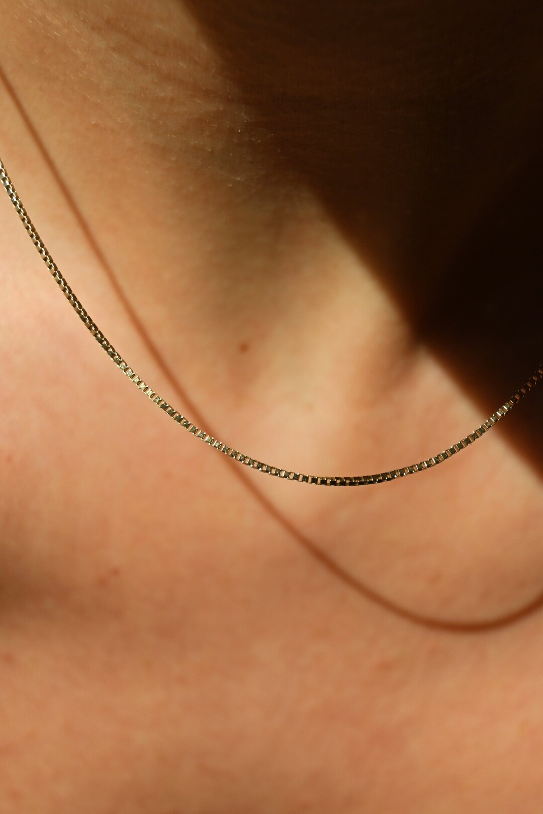 Thin Dainty Box Chain 14K Vintage Solid Gold 16 17 - Etsy