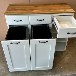 Double Trash Can Cabinet With Storage - Etsy