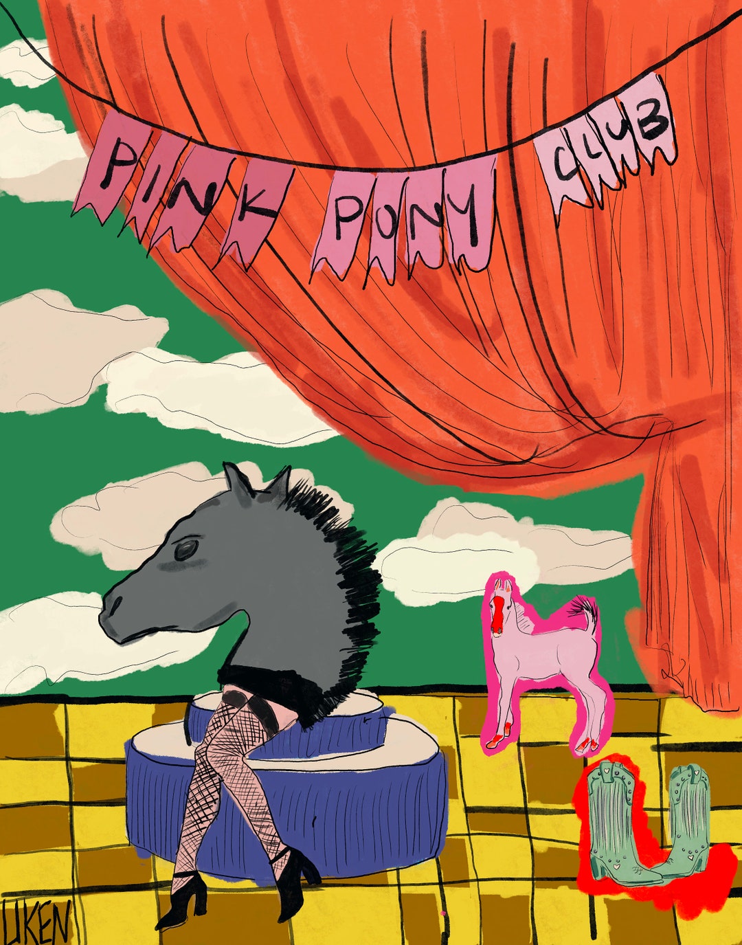 Pink Pony Club Quirky Modern Art Print Inspired by Chappell Roan - Etsy