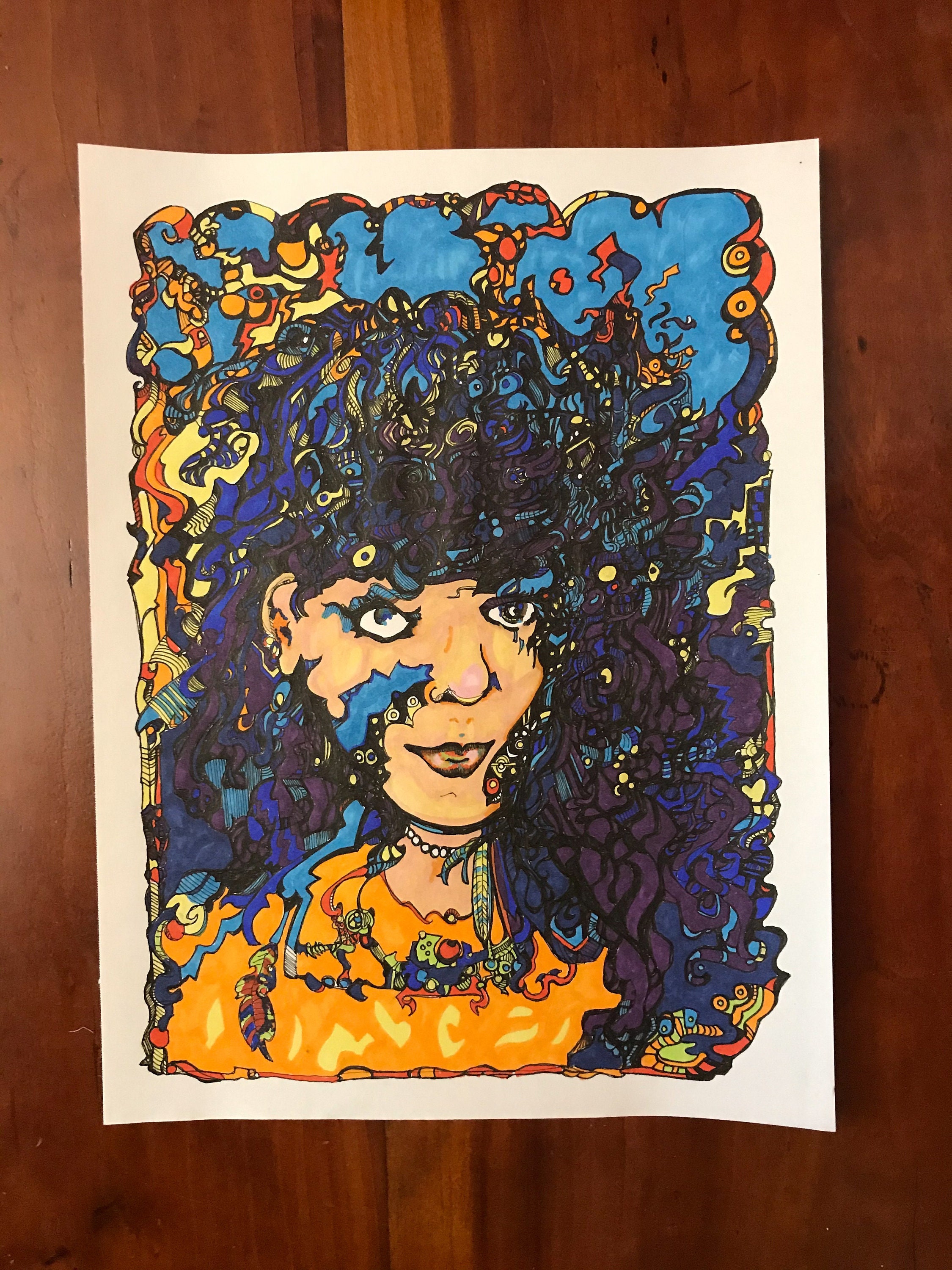 Ink and Marker Drawing: cosmos - Etsy