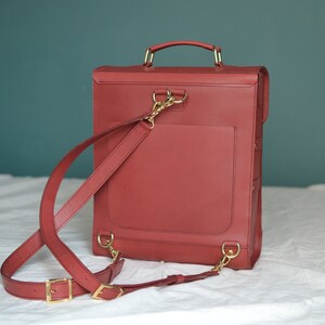 Red Leather Unisex Backpack, Classic Laptop Rucksack, Trekking Hiking ...