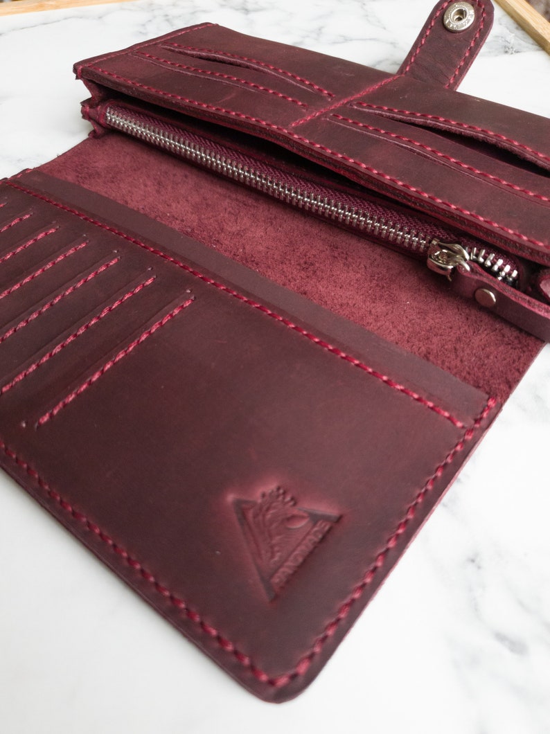 Genuine Leather Wallet Bifold Burgundy Wallet Handmade Money | Etsy