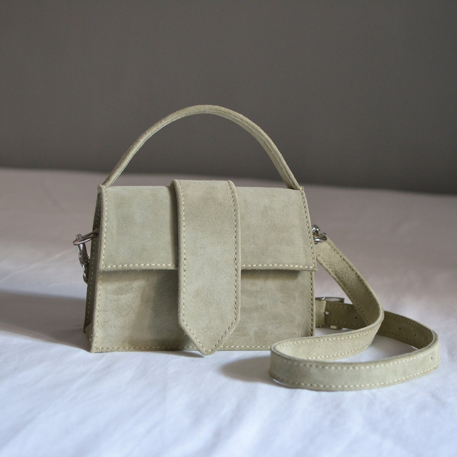 Mini Suede Leather Clutch Bag, Modern Leather Handbag for Women, Small ...