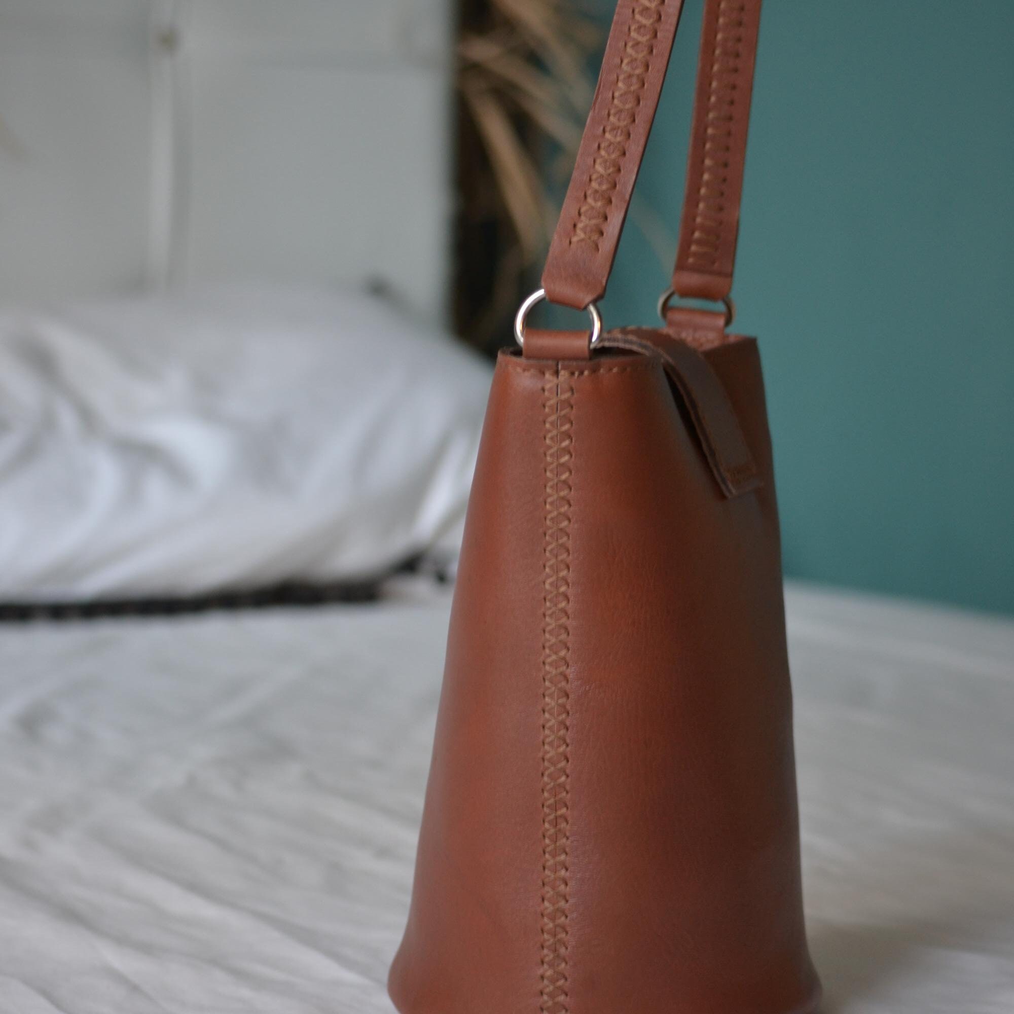 Leather Bucket Bag Genuine Leather Handbags Leather Shoulder | Etsy