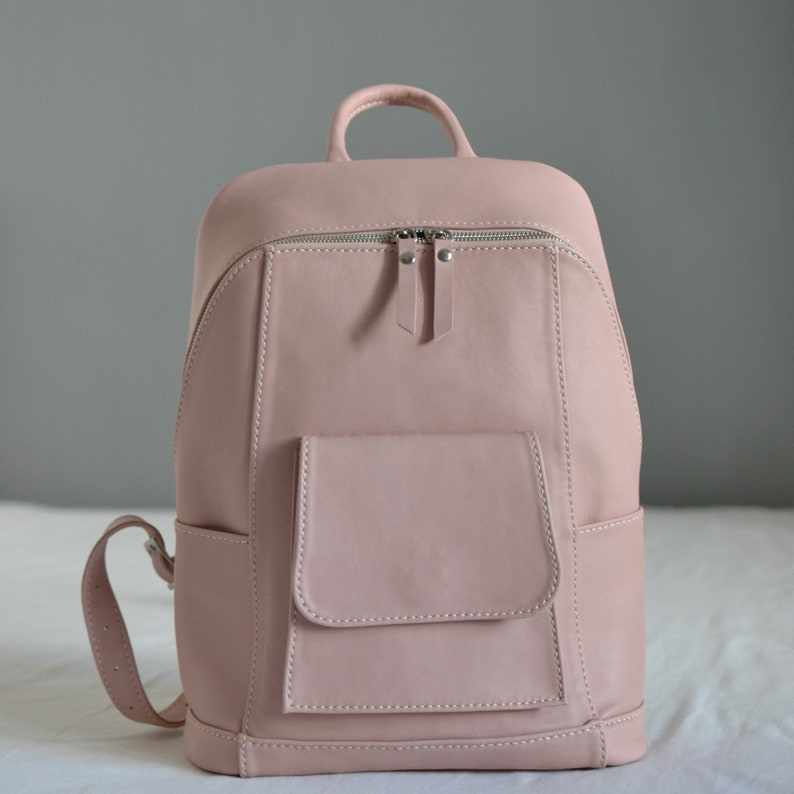 Pink Leather Backpack, Handmade Travel Rucksack - Etsy