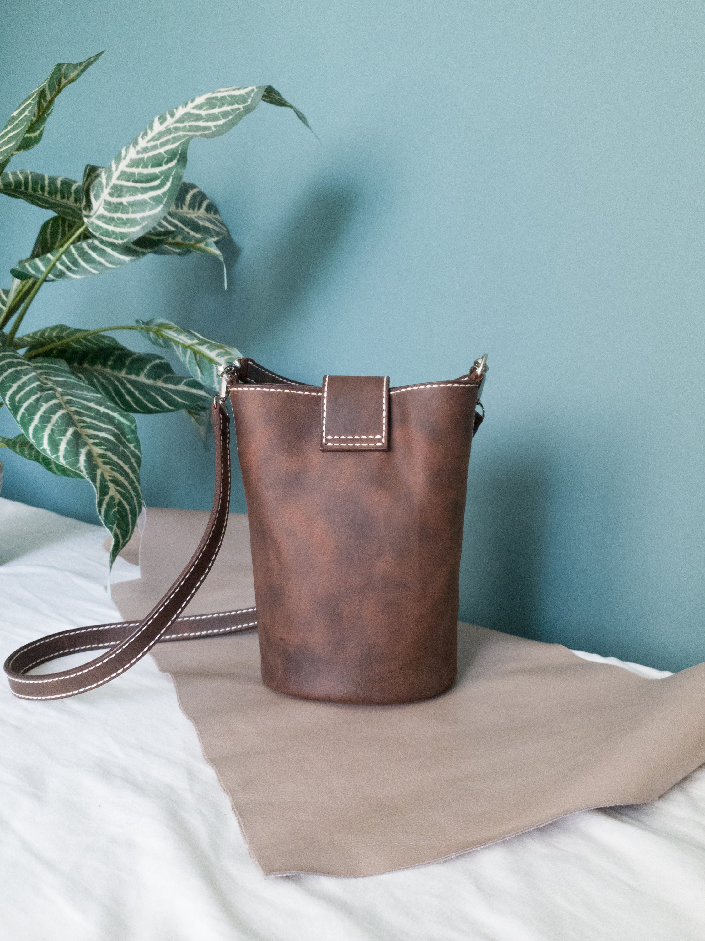 Leather Bucket Bag Genuine Leather Handbags Leather Shoulder | Etsy