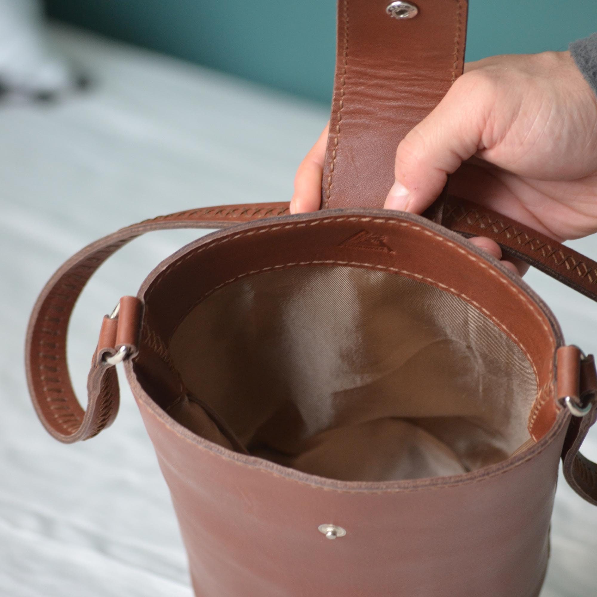 Leather Bucket Bag Genuine Leather Handbags Leather Shoulder | Etsy