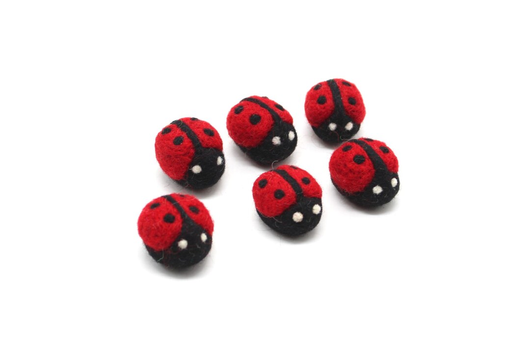 10 Pcs Wool Felted Ladybug Sets | 4 Cm Hand-felted DIY Craft Supplies ...