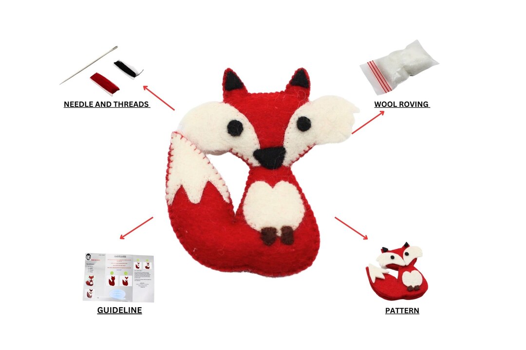 Make Your Own Fox With Kits Beginners Felting Kits DIY Set for Starter ...