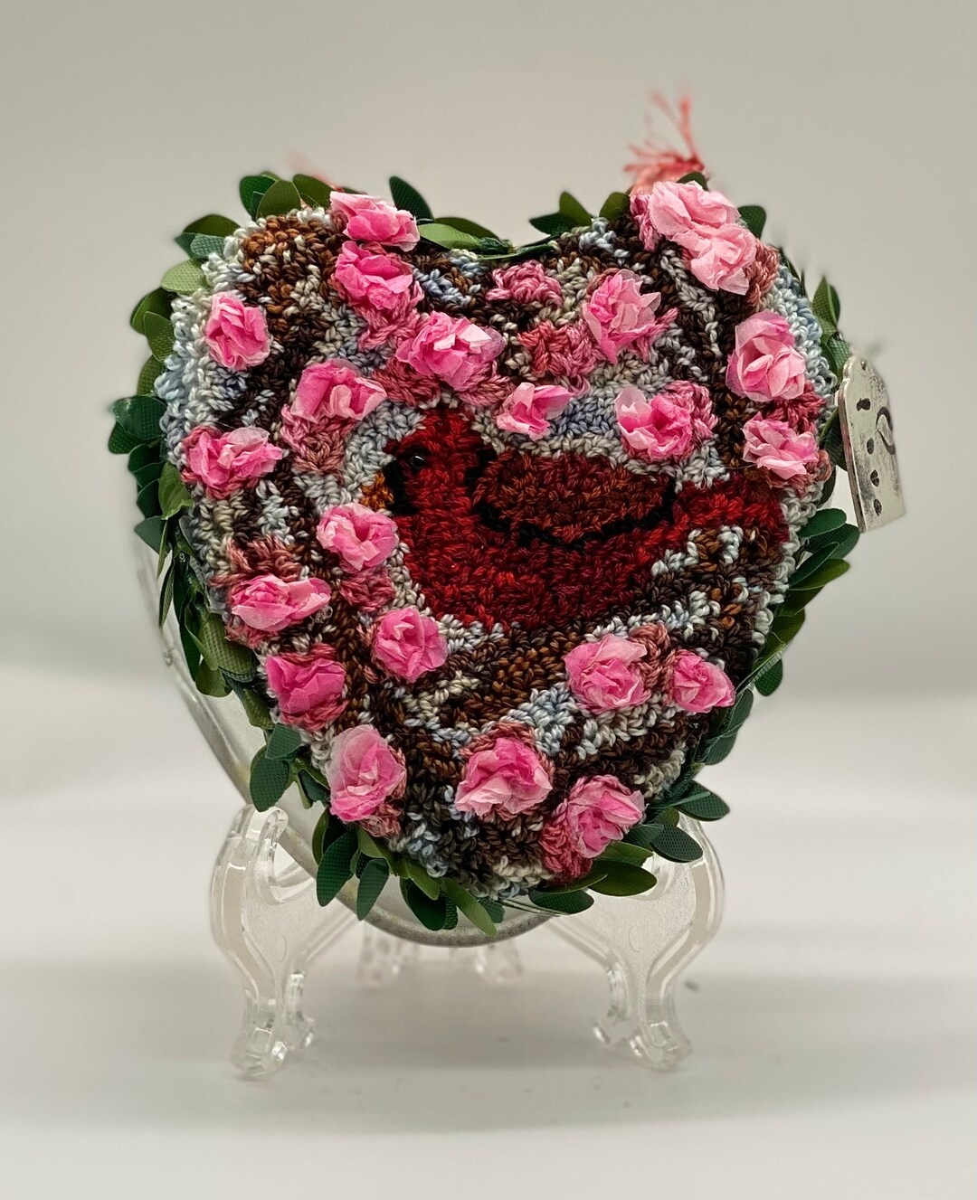 Punch Needle Cardinal Sitting in Cherry Blossom Tree - Etsy