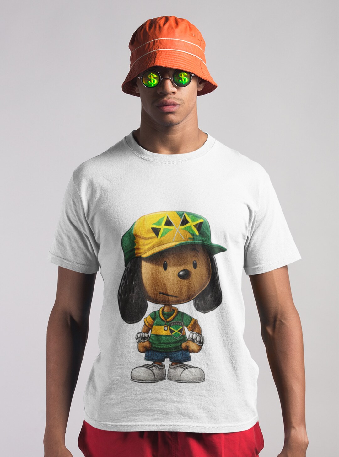Jamaica T-shirt: Comic Dog With Jamaican Flags - Etsy UK