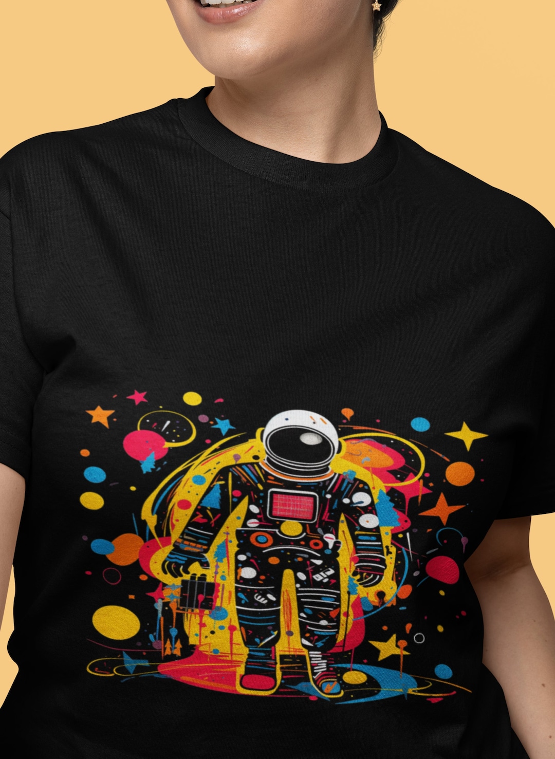 Cosmic Astronaut T-shirt, Unisex Heavy Cotton Tee, Space Enthusiasts ...