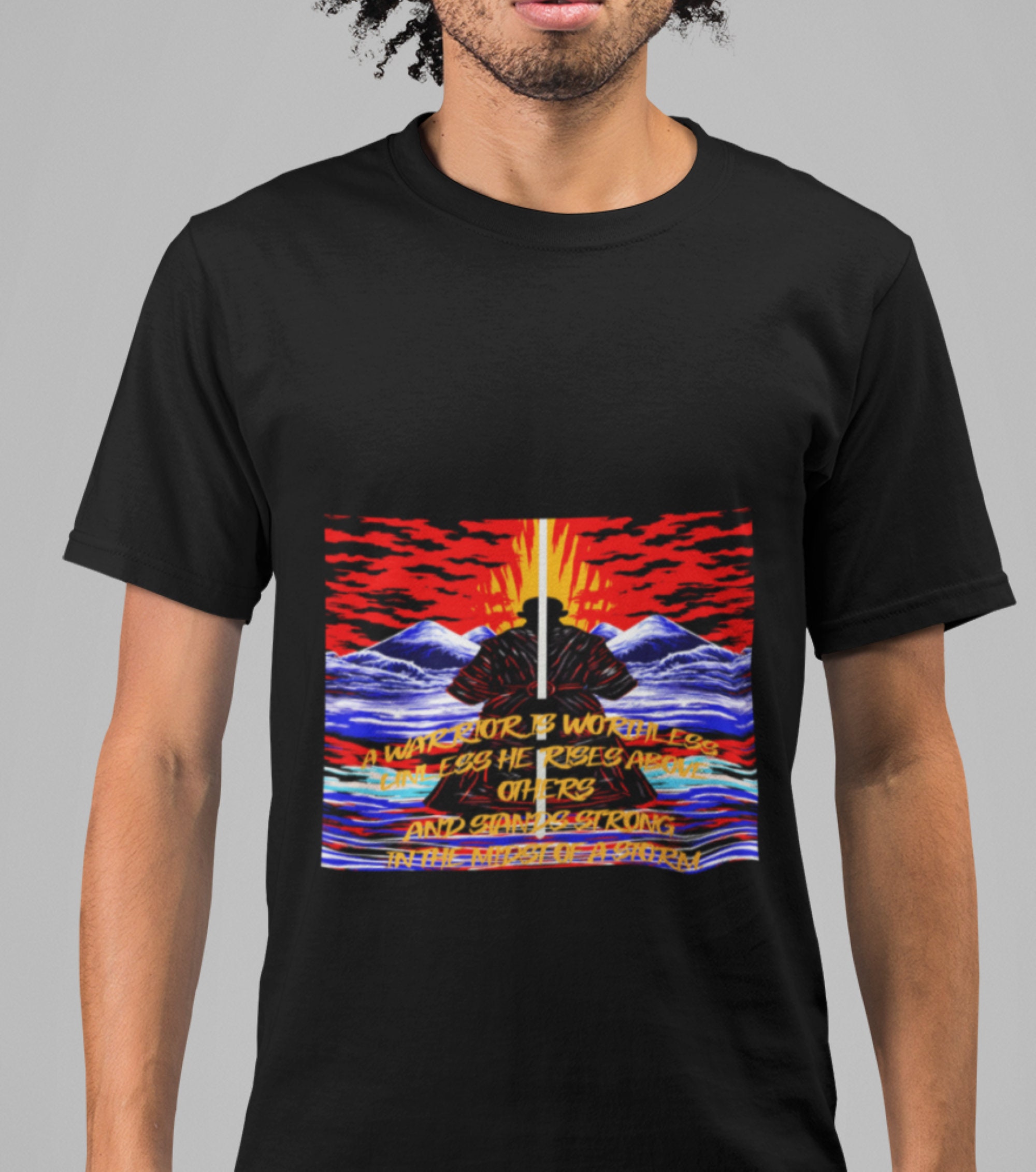 Samurai T-shirt, Japanese Streetwear Shirt, Psychedelic Ancient Prints ...