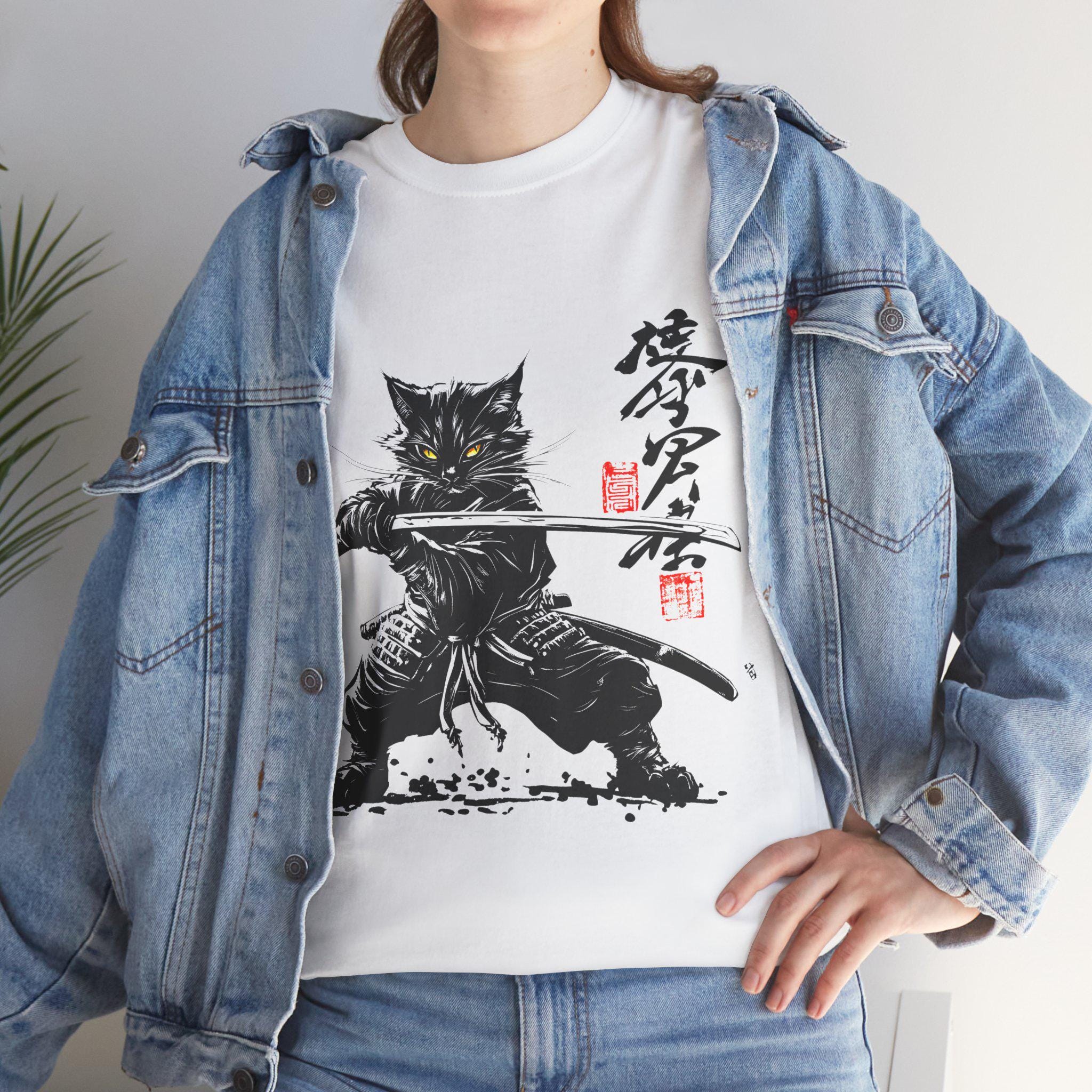 Samurai Cat T-shirt: Kanji Japanese Unisex Tee - Etsy