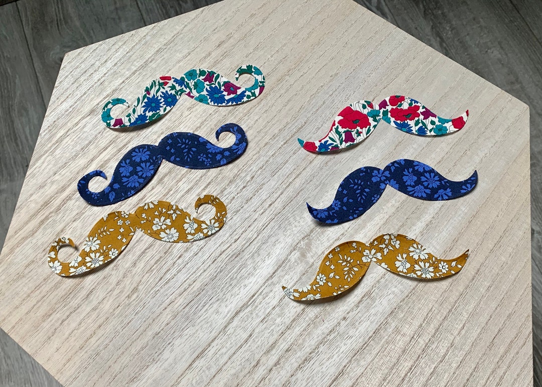 Liberty Print Mustache Iron-on Patches, Choice of Colors and Shapes ...