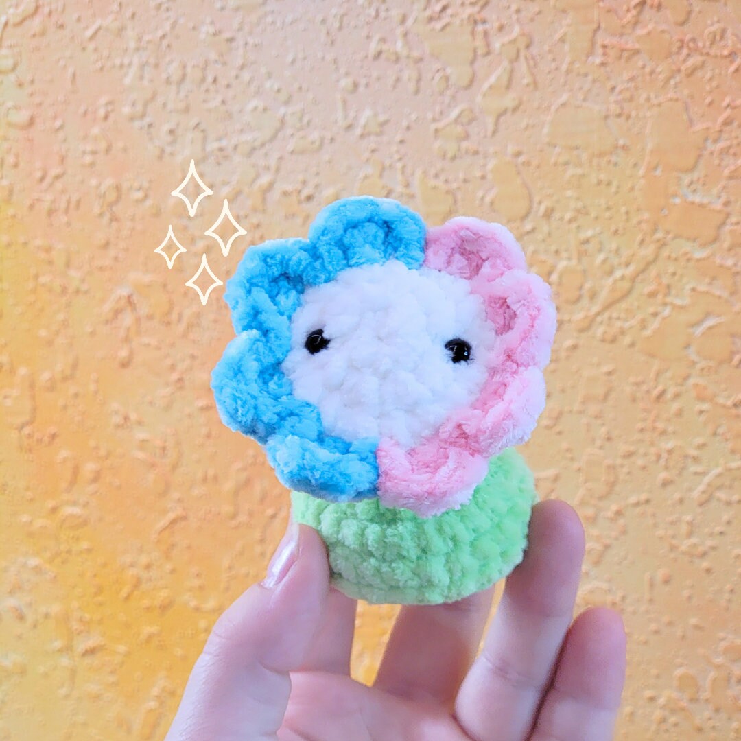 Trans Flag Mini Flower Friend Plushie, Handmade Amigurumi Plushie ...